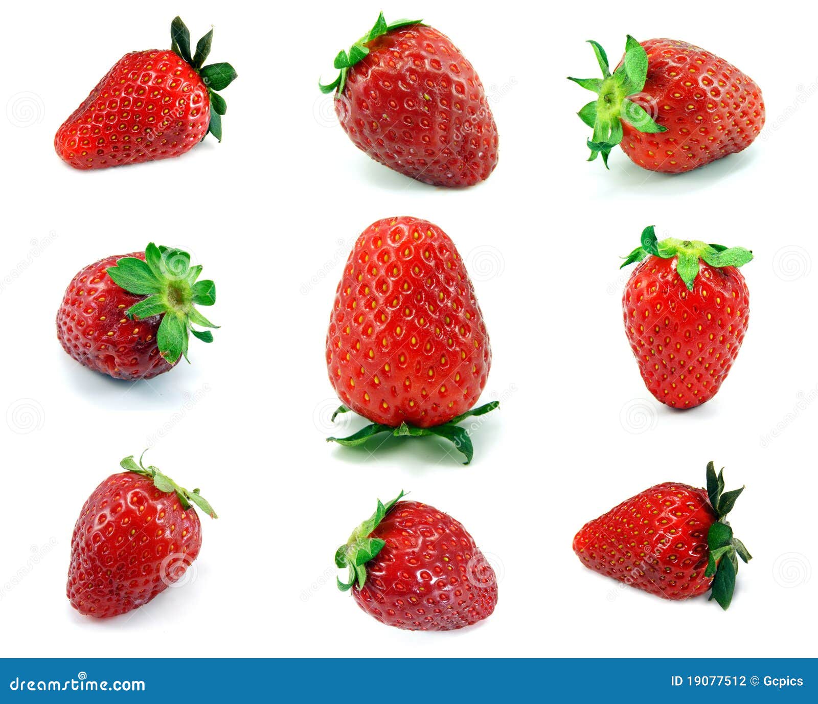 A Selection Of 9 Single Fresh Strawberries Stock Photo - Image: 19077512
