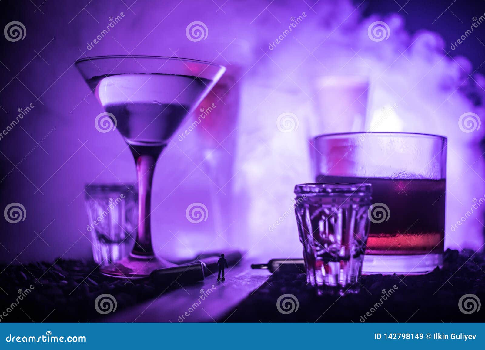 Selection of Alcoholic Drinks on Rustic Wood Background. Creative ...