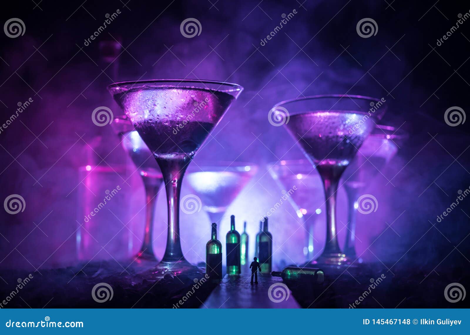 Selection of Alcoholic Drinks on Rustic Wood Background. Creative ...