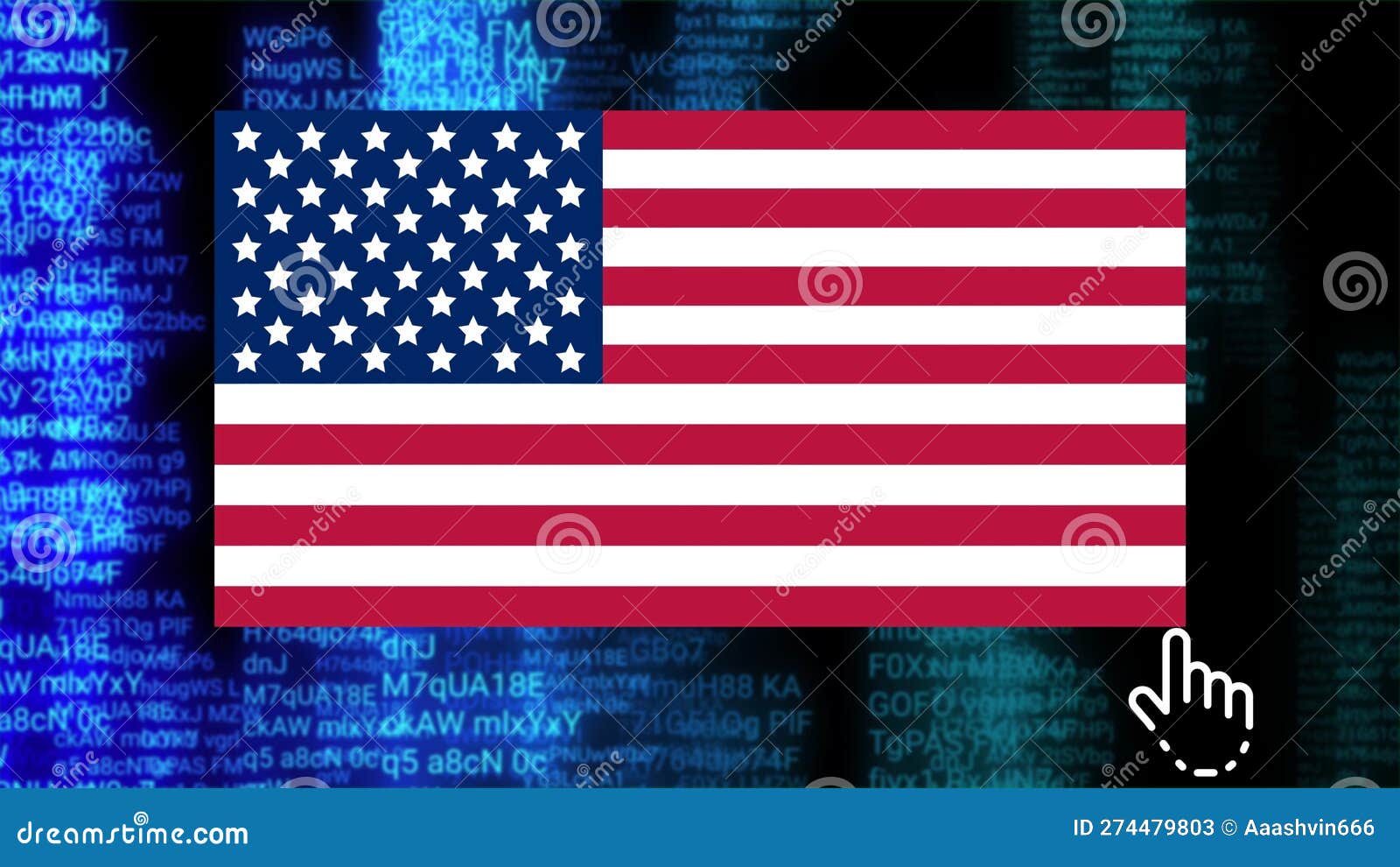 Selection of America Flag with Click Icon on Blue Digital Number Stock ...
