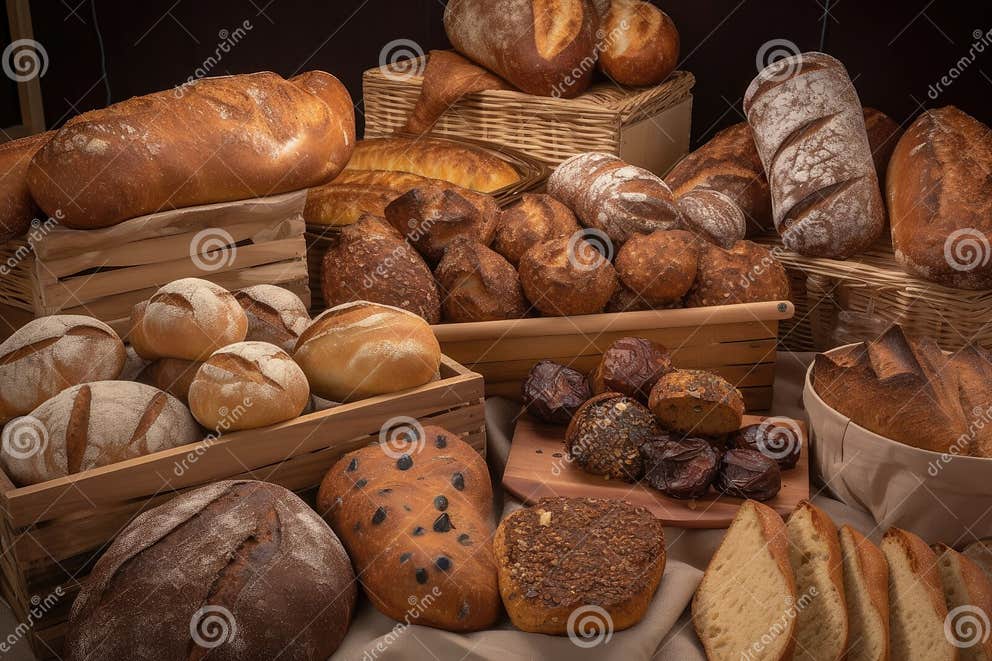 Selection of Artisan Breads, Each with Unique and Distinctive Shape and ...