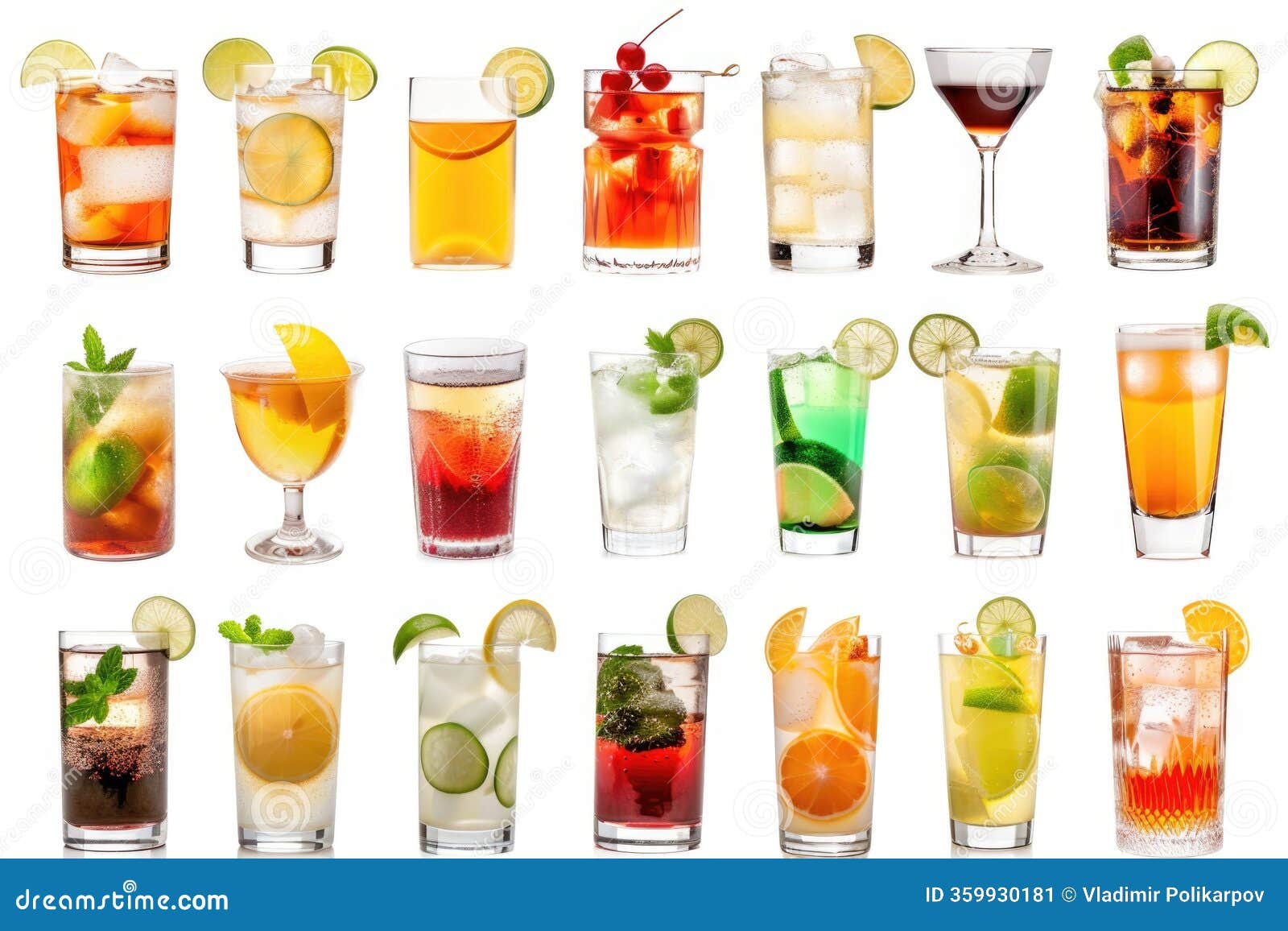 A Selection of Beverages in Various Glassware Stock Image - Image of ...
