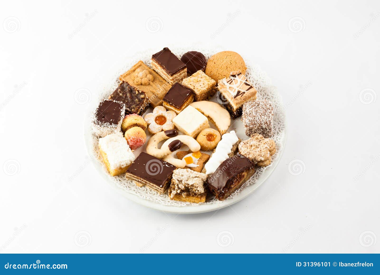 Selection of Cakes on Plate Stock Image - Image of isolated, chocolaty ...