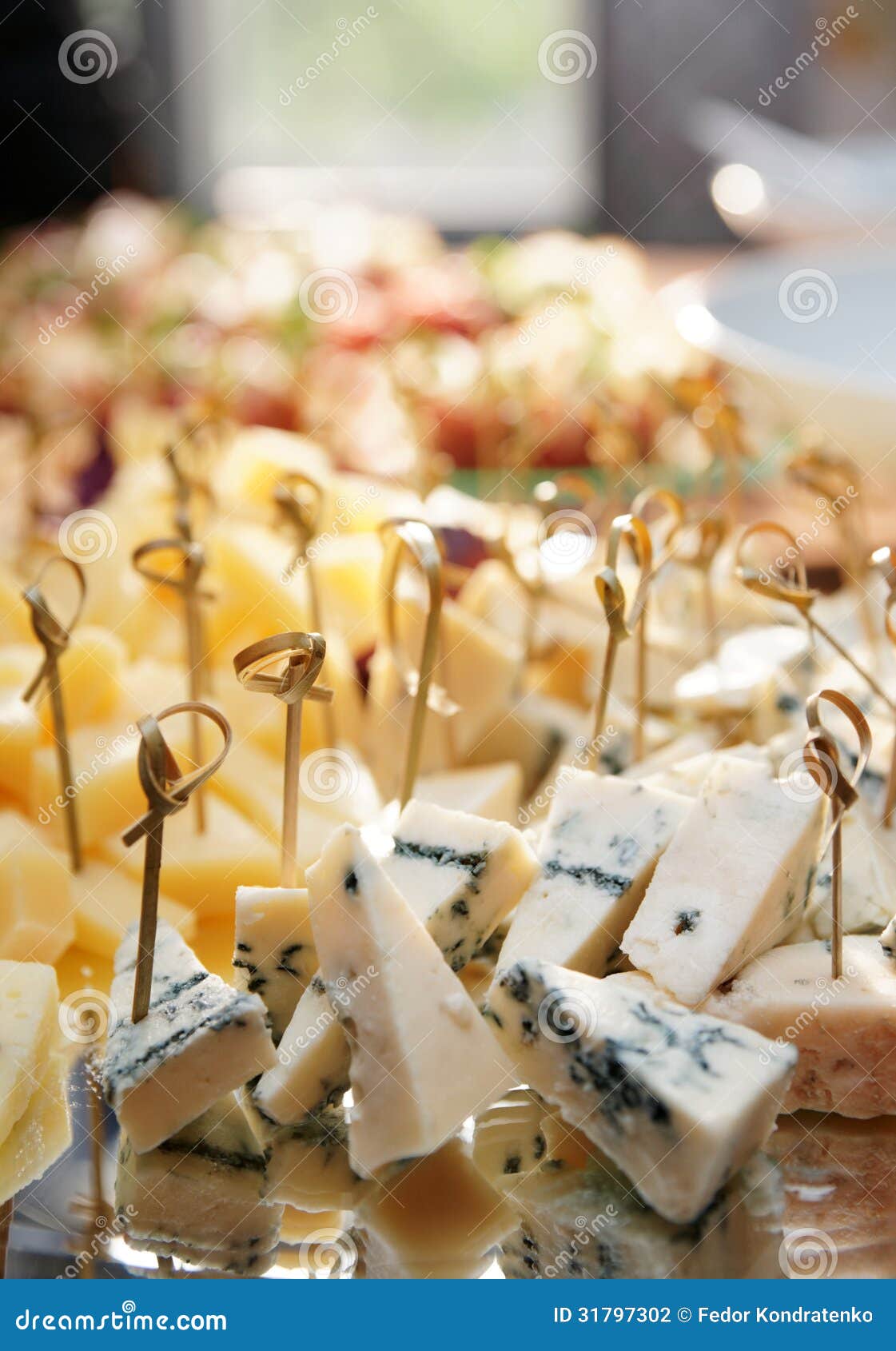 Selection of Cheese on Banquet Table Stock Photo - Image of unpleasant ...