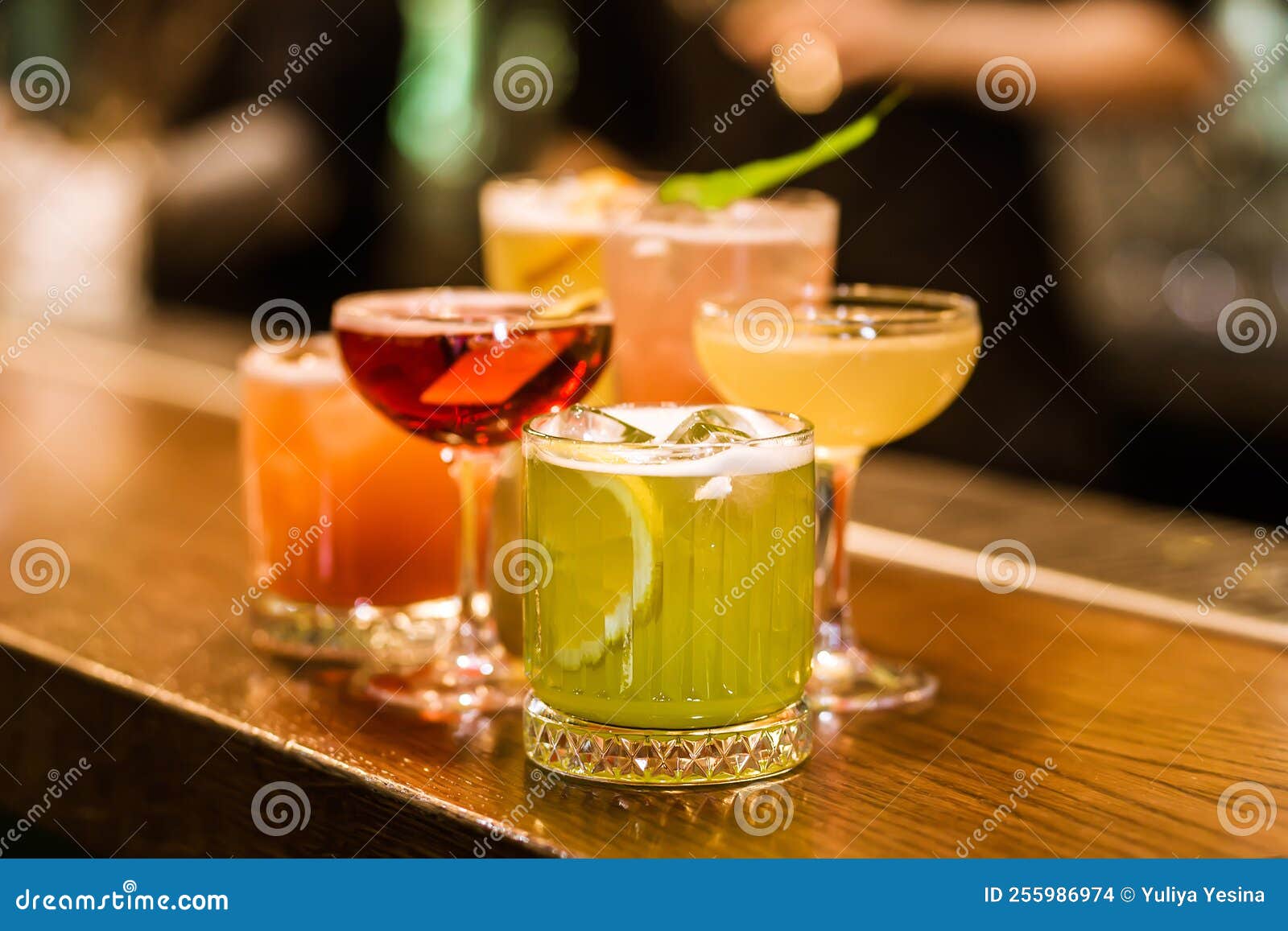 Selection of Cocktails on a Bar Counter Stock Photo - Image of vodka ...