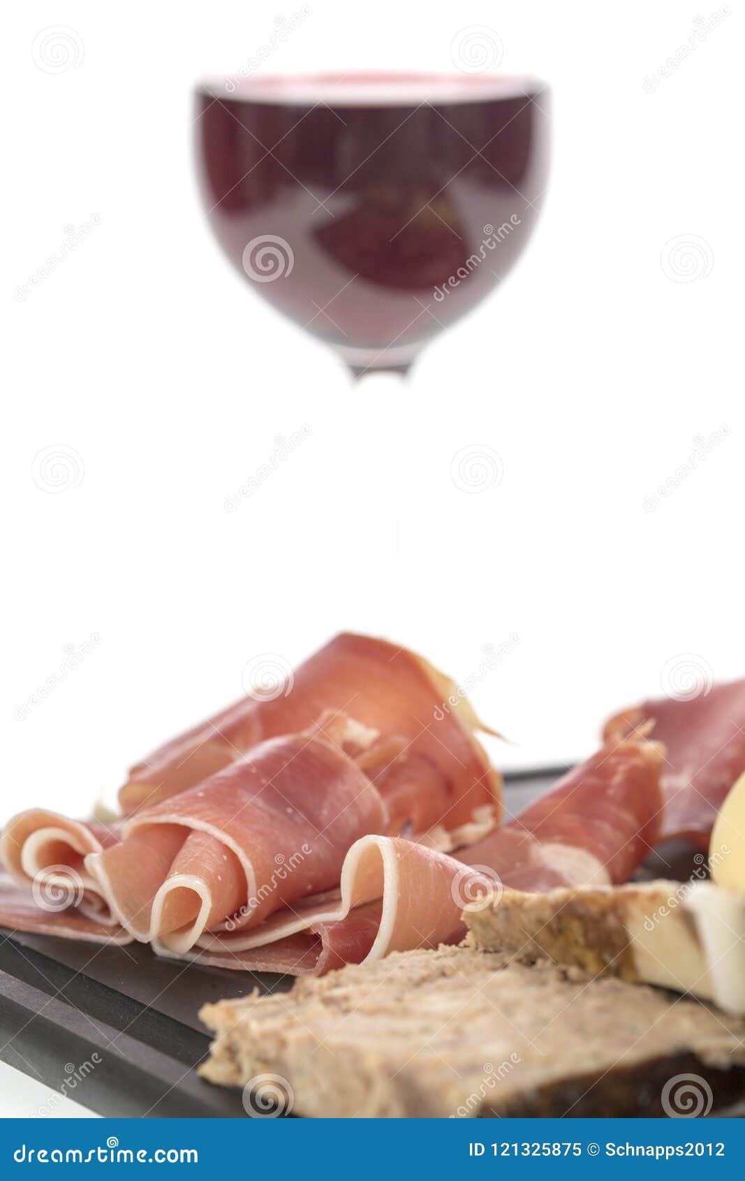 Selection of Cold Cuts and Cheese on a Platter with a Glass of Red Wine ...