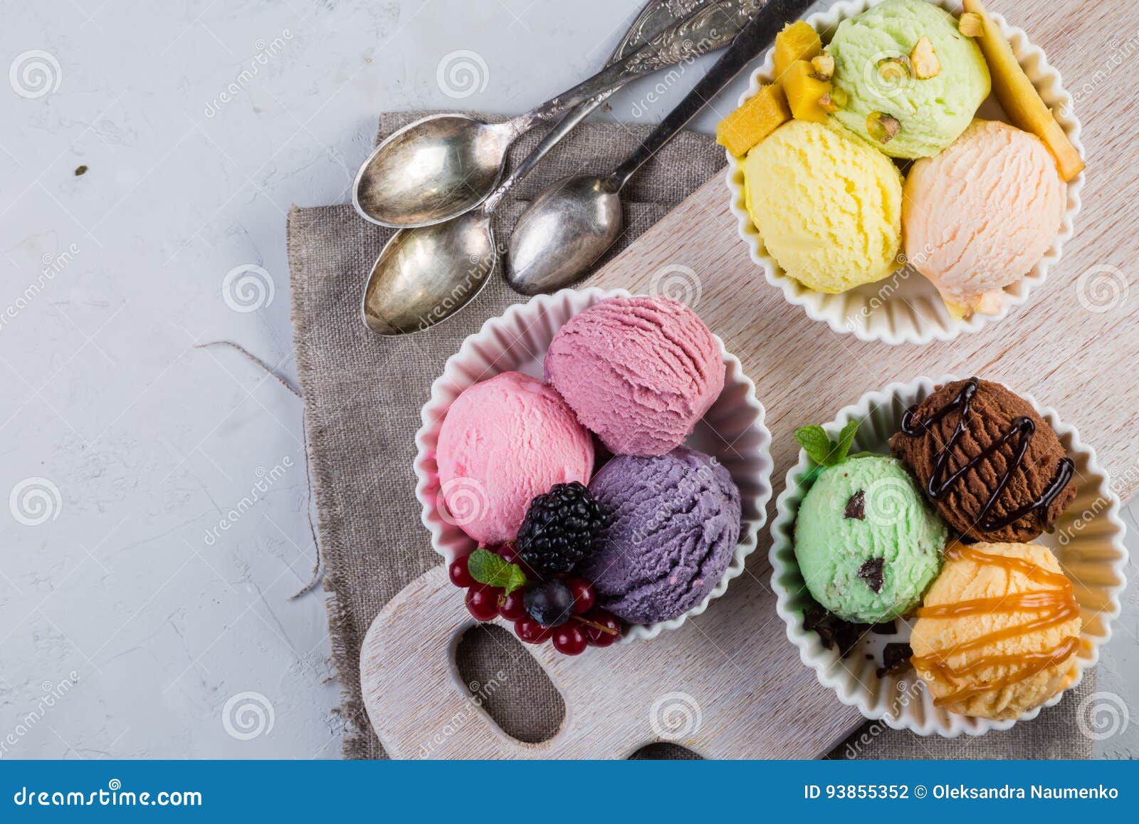 Selection of Colorful Ice Cream Scoops Stock Photo - Image of fruit ...