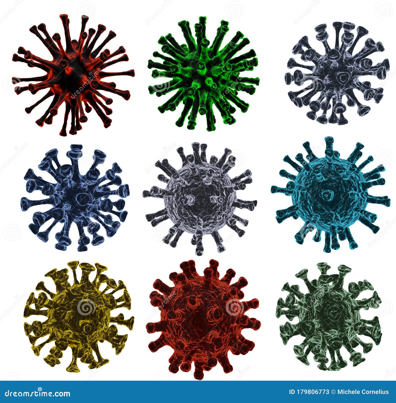 Selection of Colorful Viruses on White Stock Illustration ...