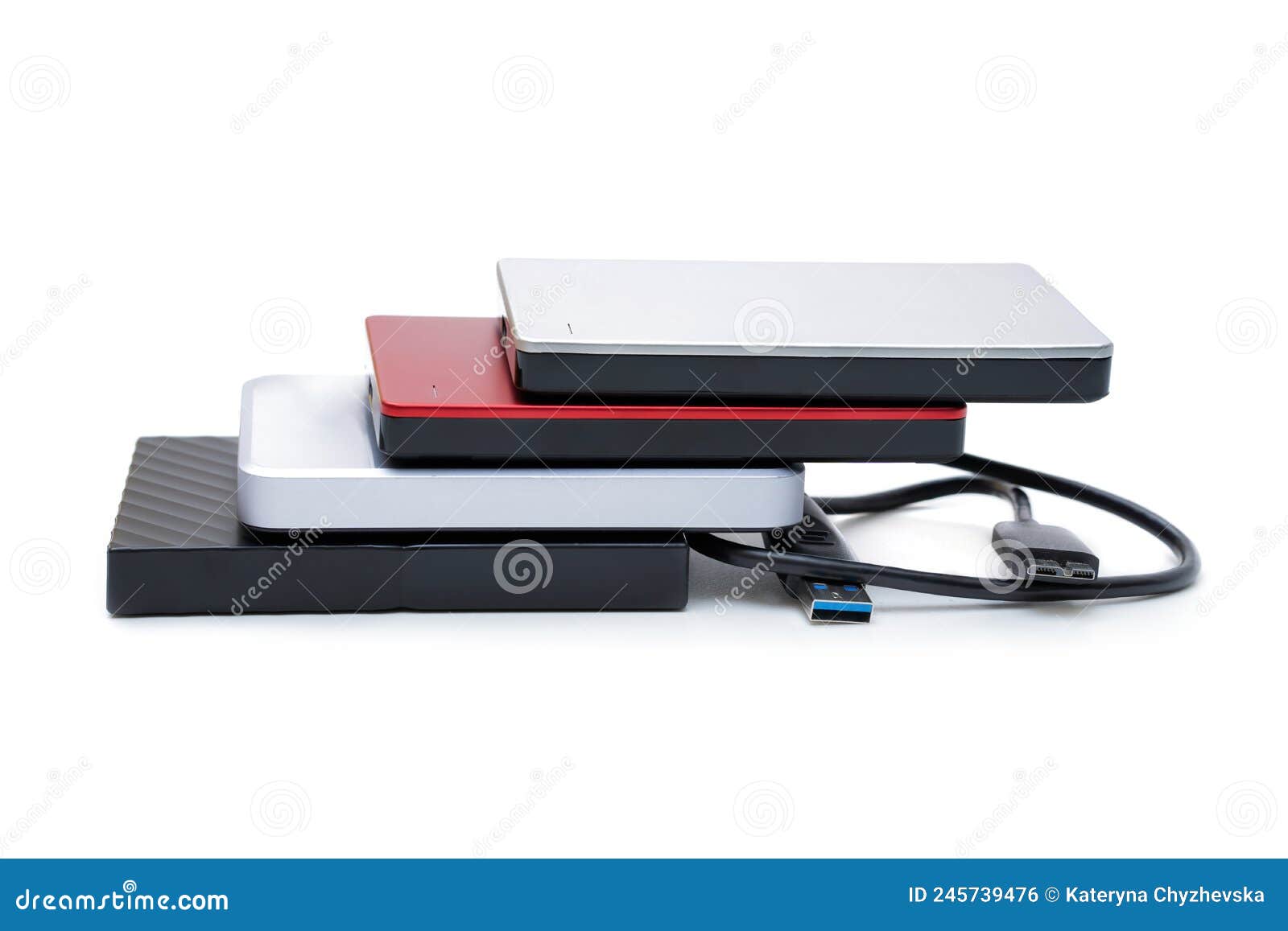 Selection of Compact External HDDs on White Stock Photo - Image of ...