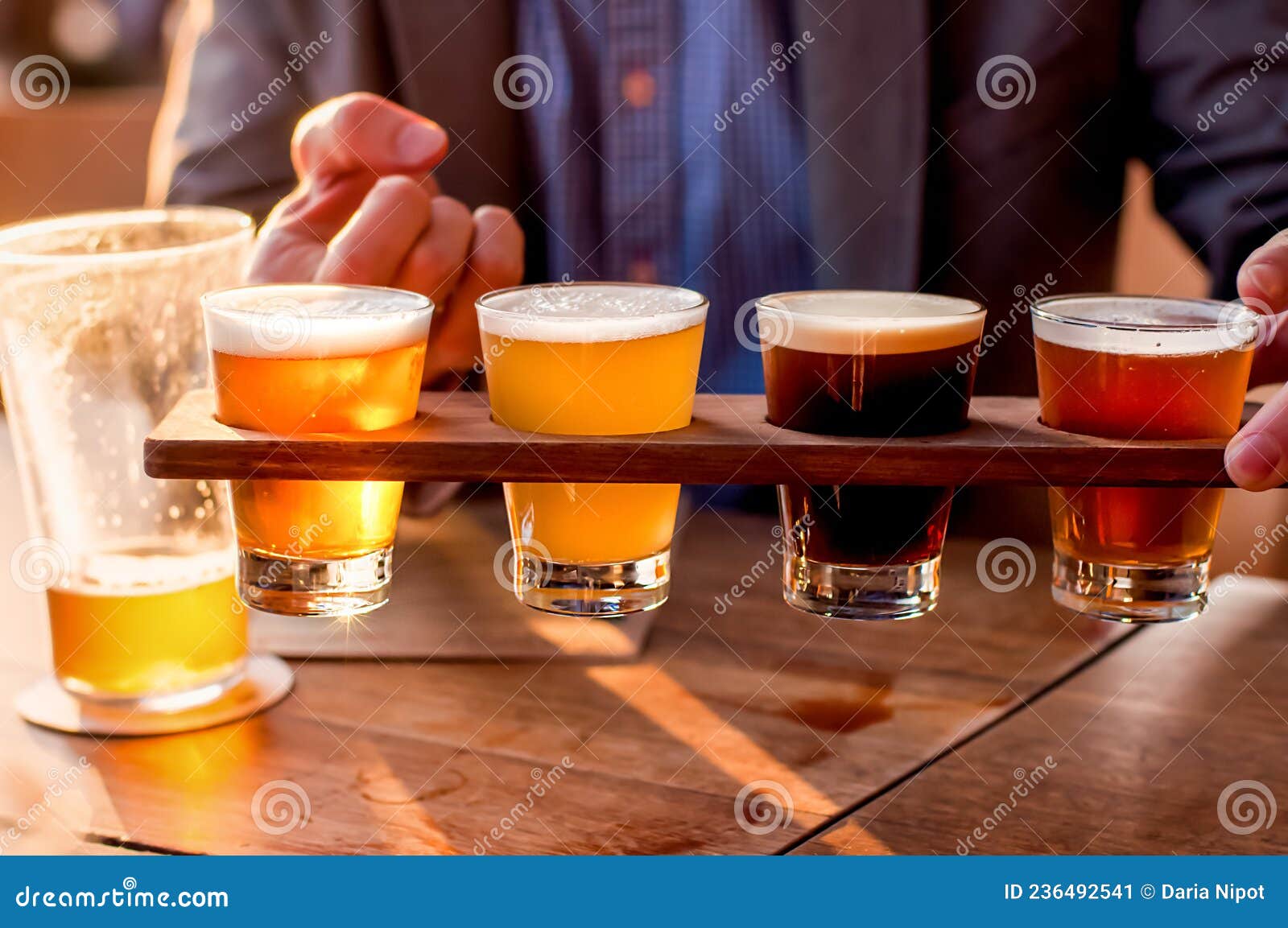 Selection of Craft Beers in a Flight Ready for Tasting Stock Image ...