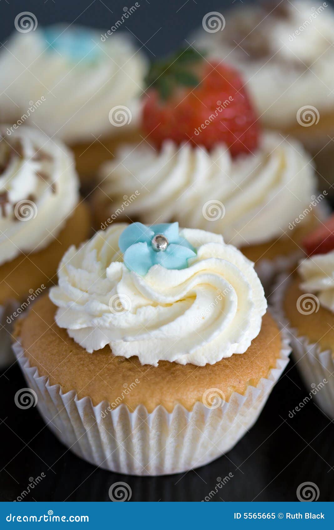 Selection of cream cakes stock image. Image of fruit, cake - 5565665