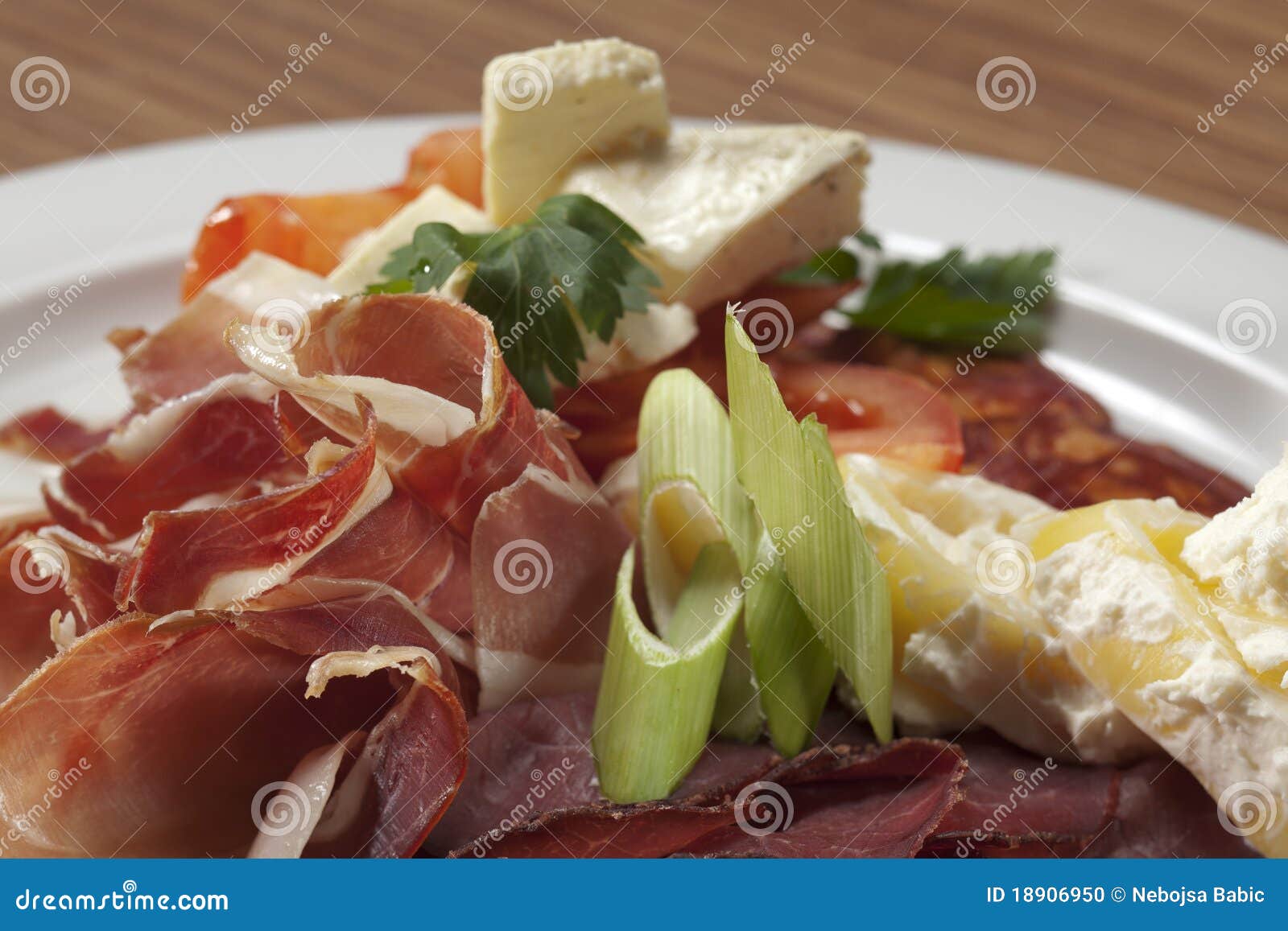 Selection of Cured Meats and Cheese Stock Photo - Image of garnish ...