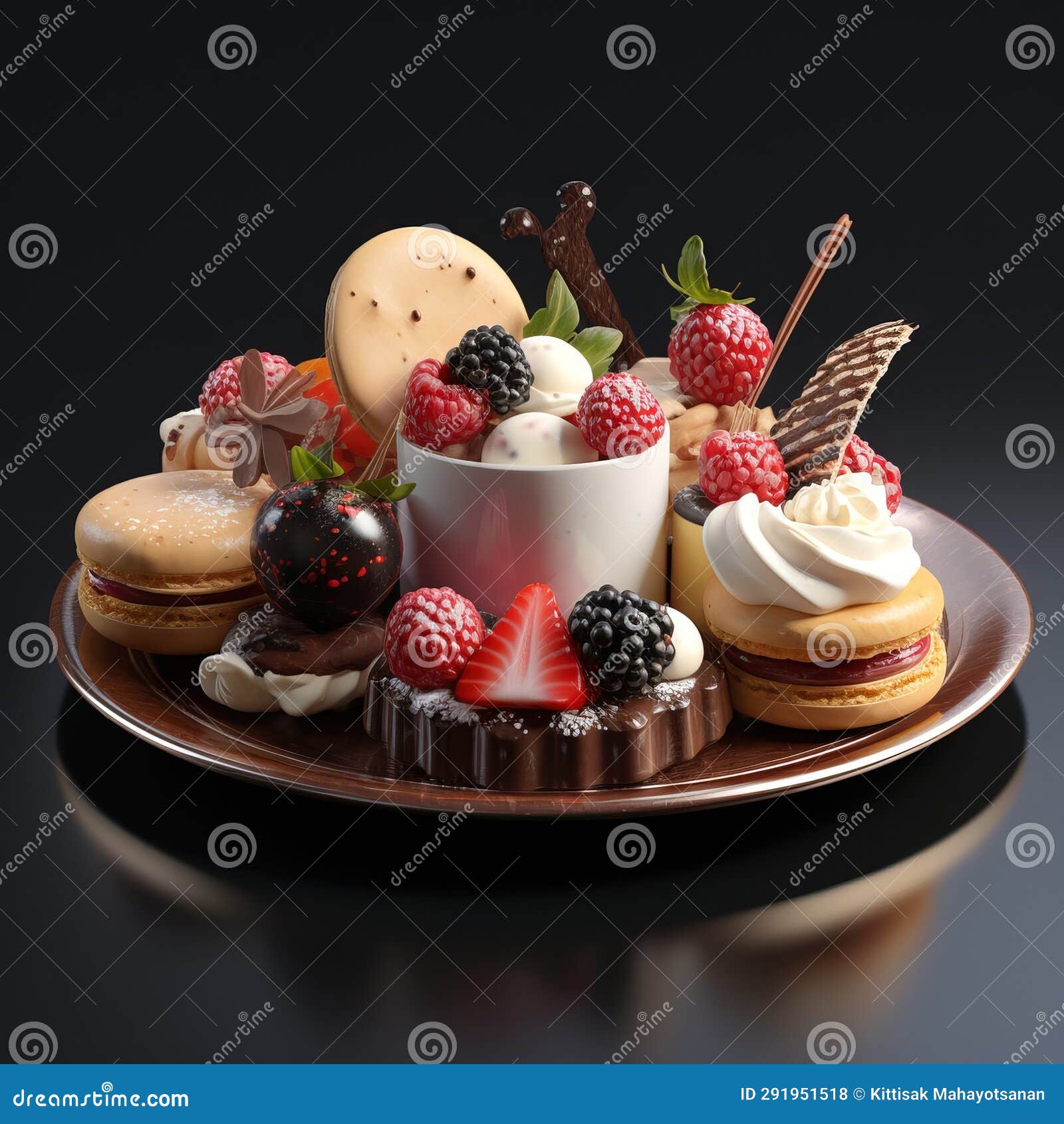 Selection of Decorative Desserts Generative AI Stock Illustration ...