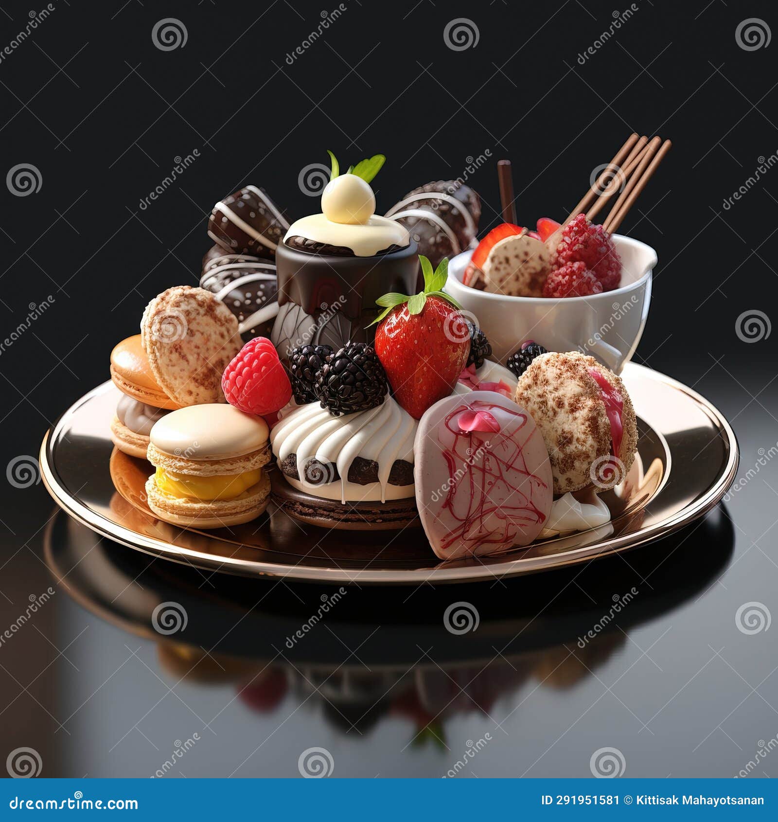 Selection of Decorative Desserts Generative AI Stock Illustration ...
