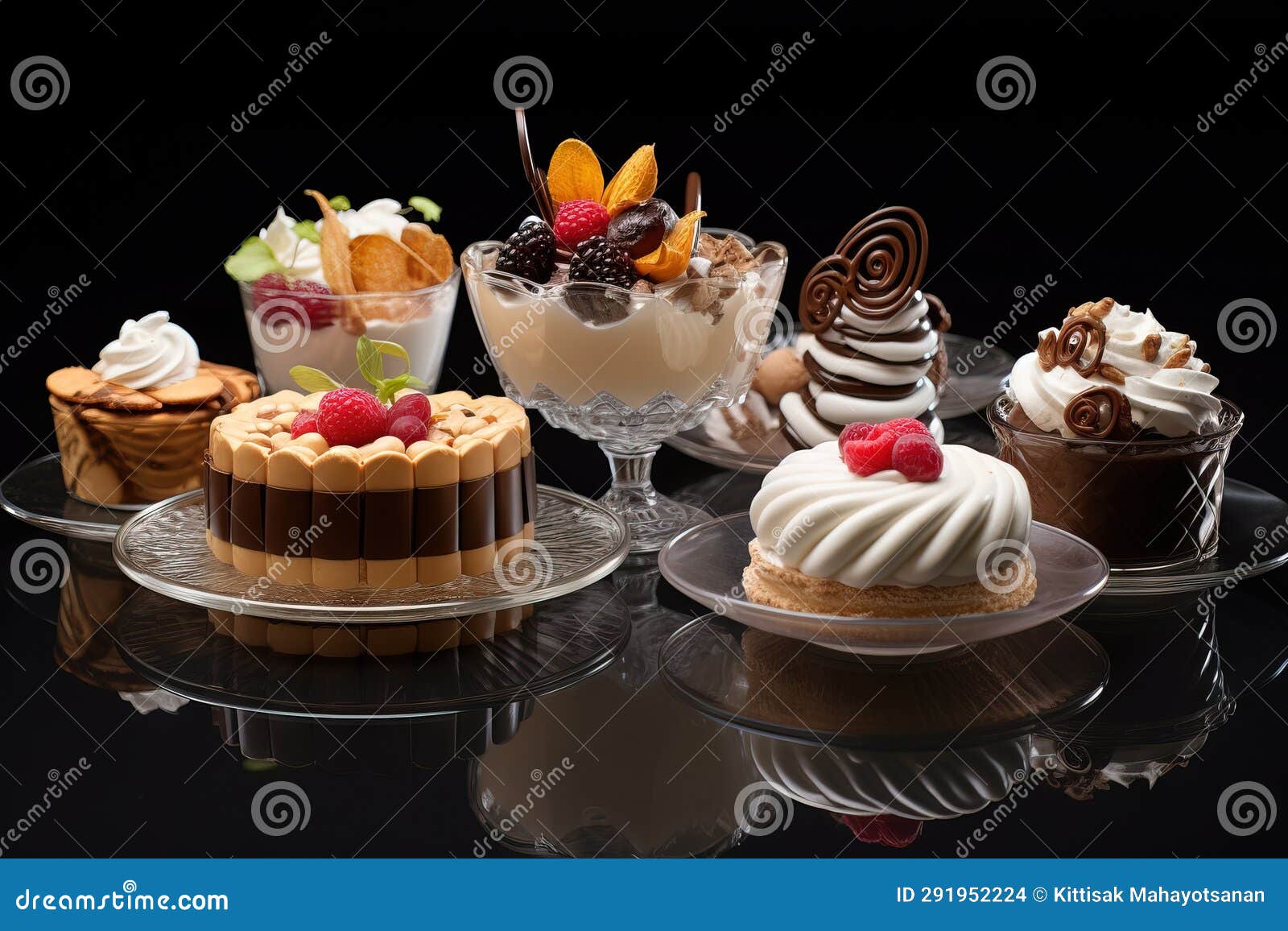 Selection of Decorative Desserts Generative AI Stock Illustration ...