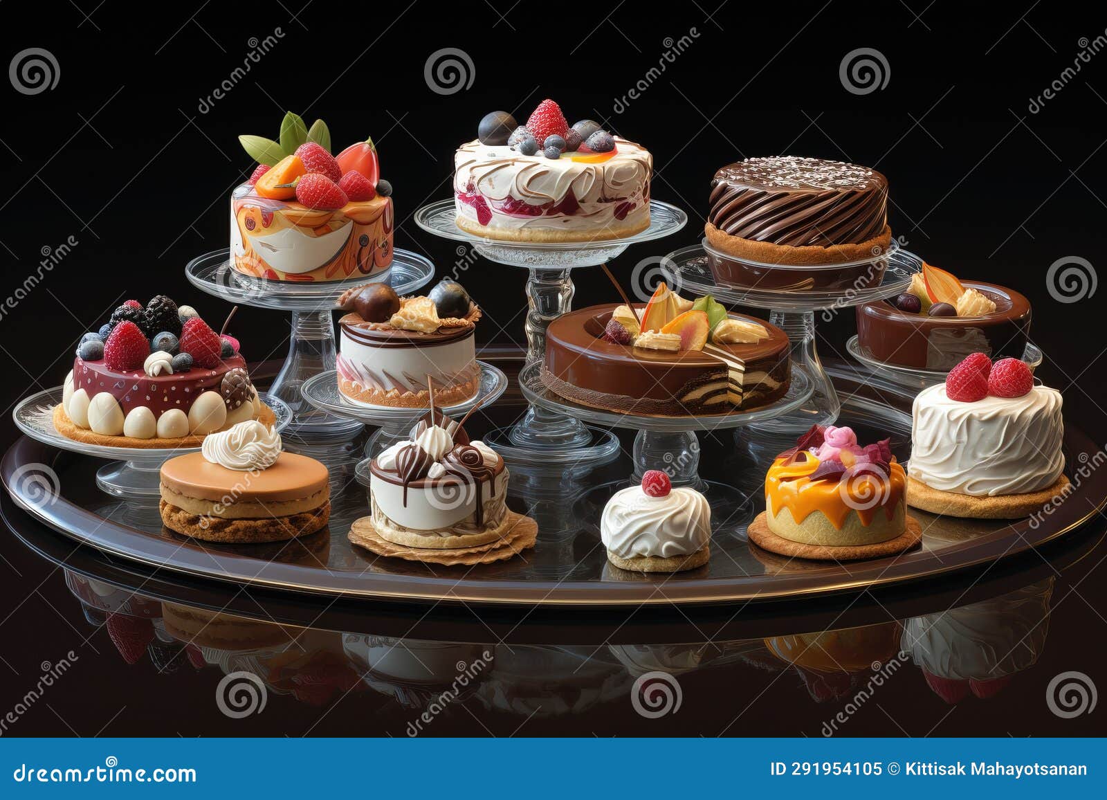 Selection of Decorative Desserts Generative AI Stock Illustration ...