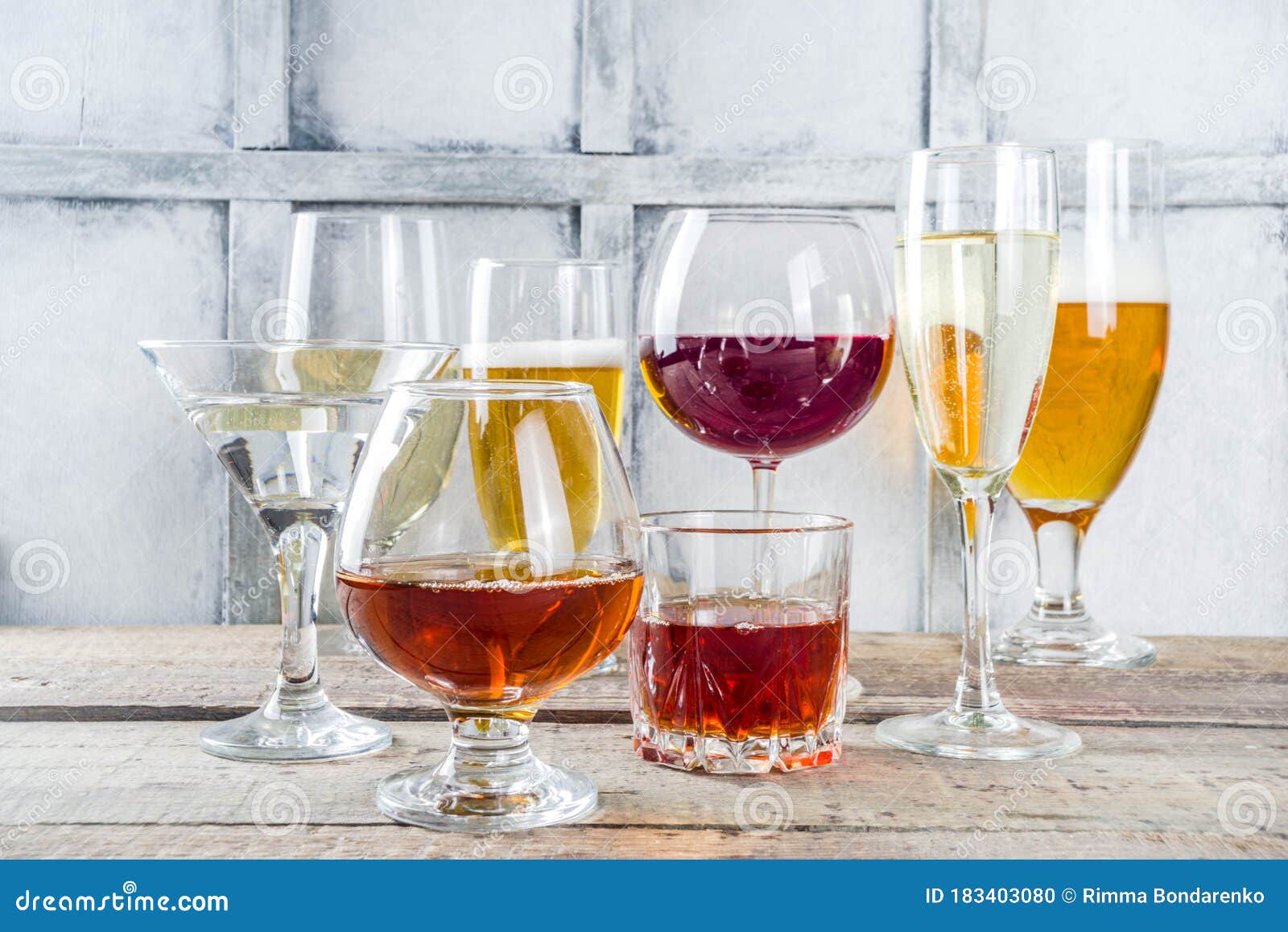 Selection of Different Alcoholic Drinks Stock Photo - Image of ...