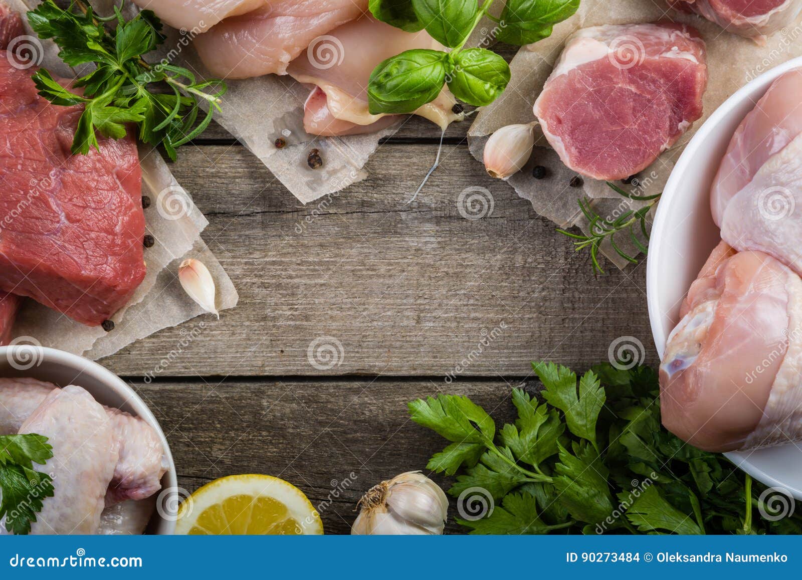 Selection of Different Meat Cuts Stock Photo - Image of background ...