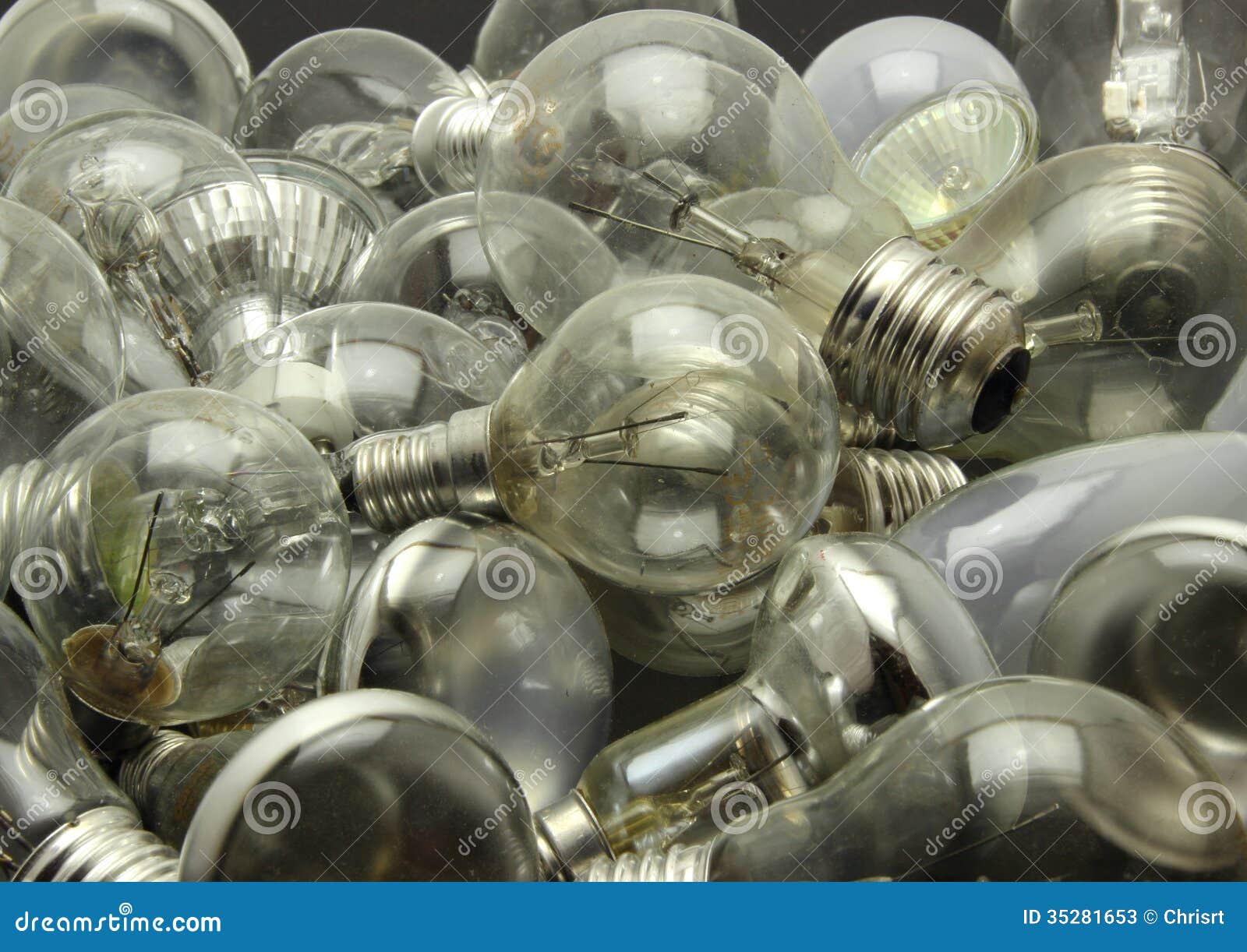 Selection of Different Used Lightbulbs Stock Image - Image of metal ...