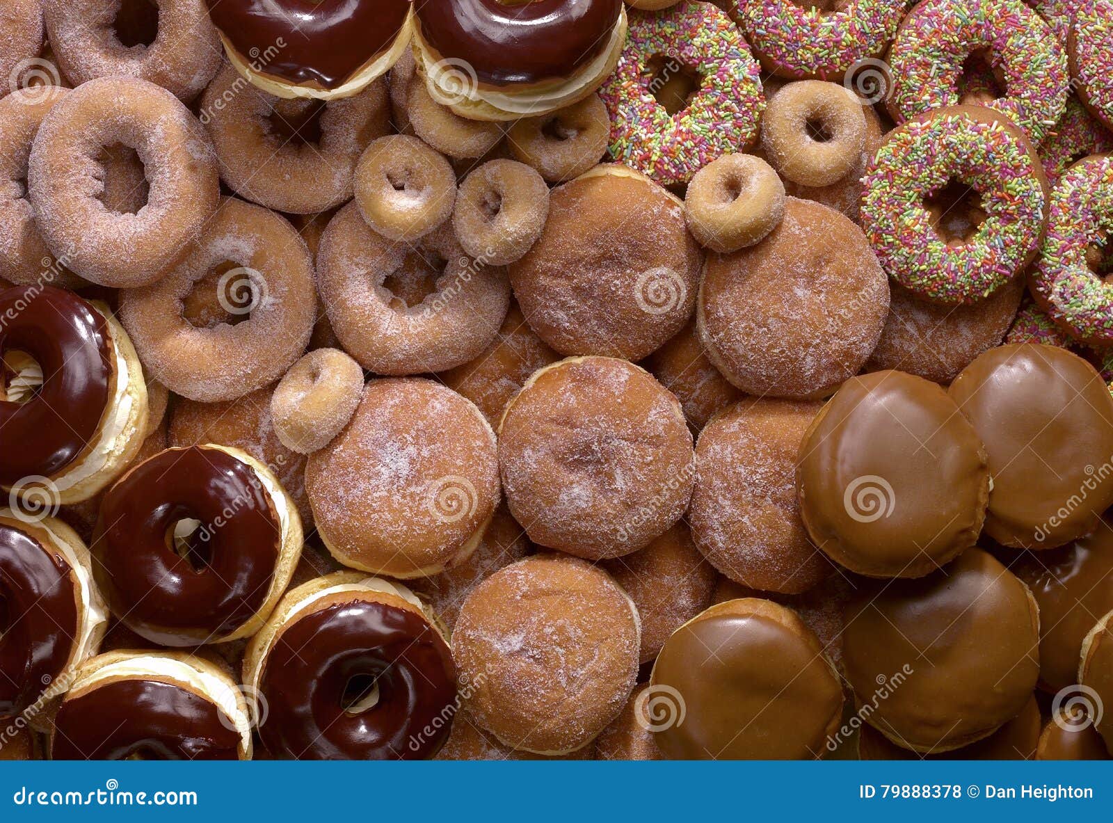 Selection of doughnuts stock photo. Image of fatty, bakery - 79888378