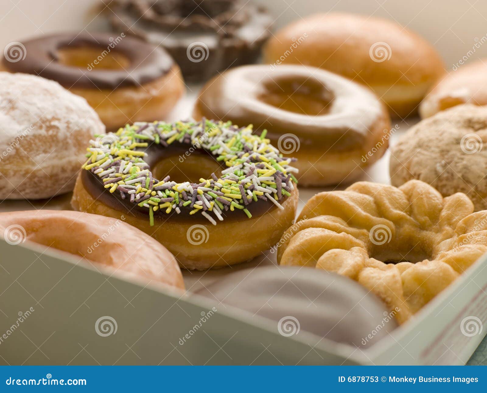 Selection of Doughnuts in a Tray Stock Image - Image of inside ...