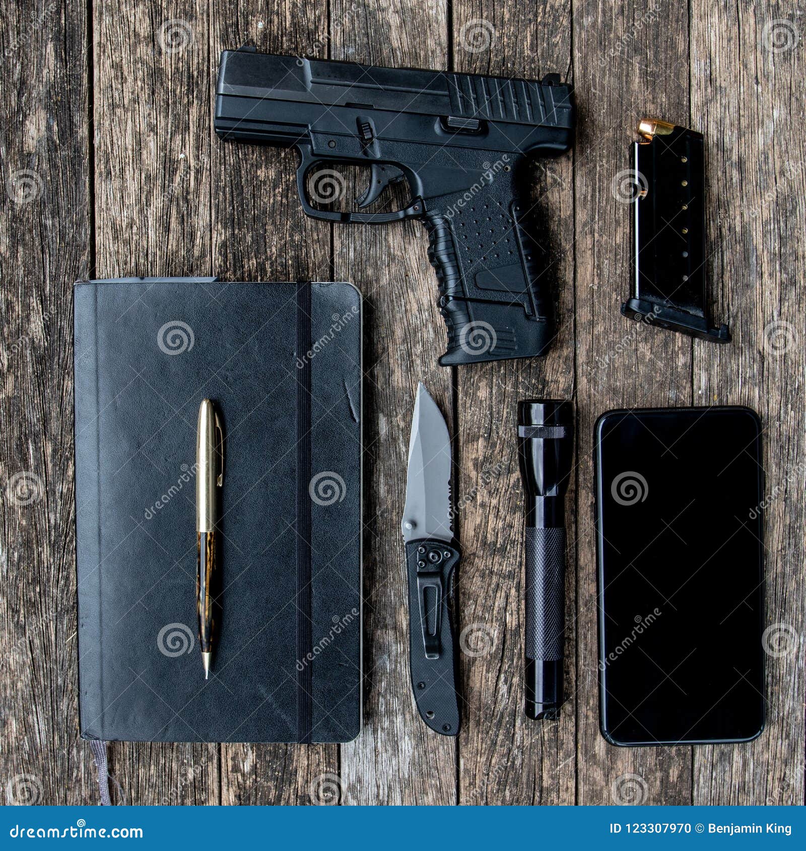 Every Day Carry Pocket Dump Stock Photo - Image of hipster, firearm ...