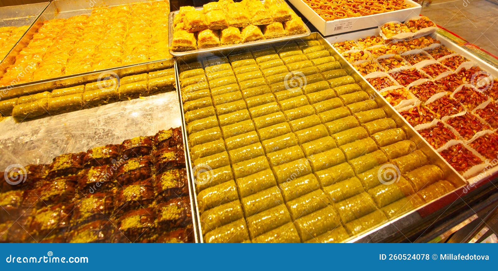Selection of Exotic Oriental Sweets in Istanbul Stock Photo - Image of ...