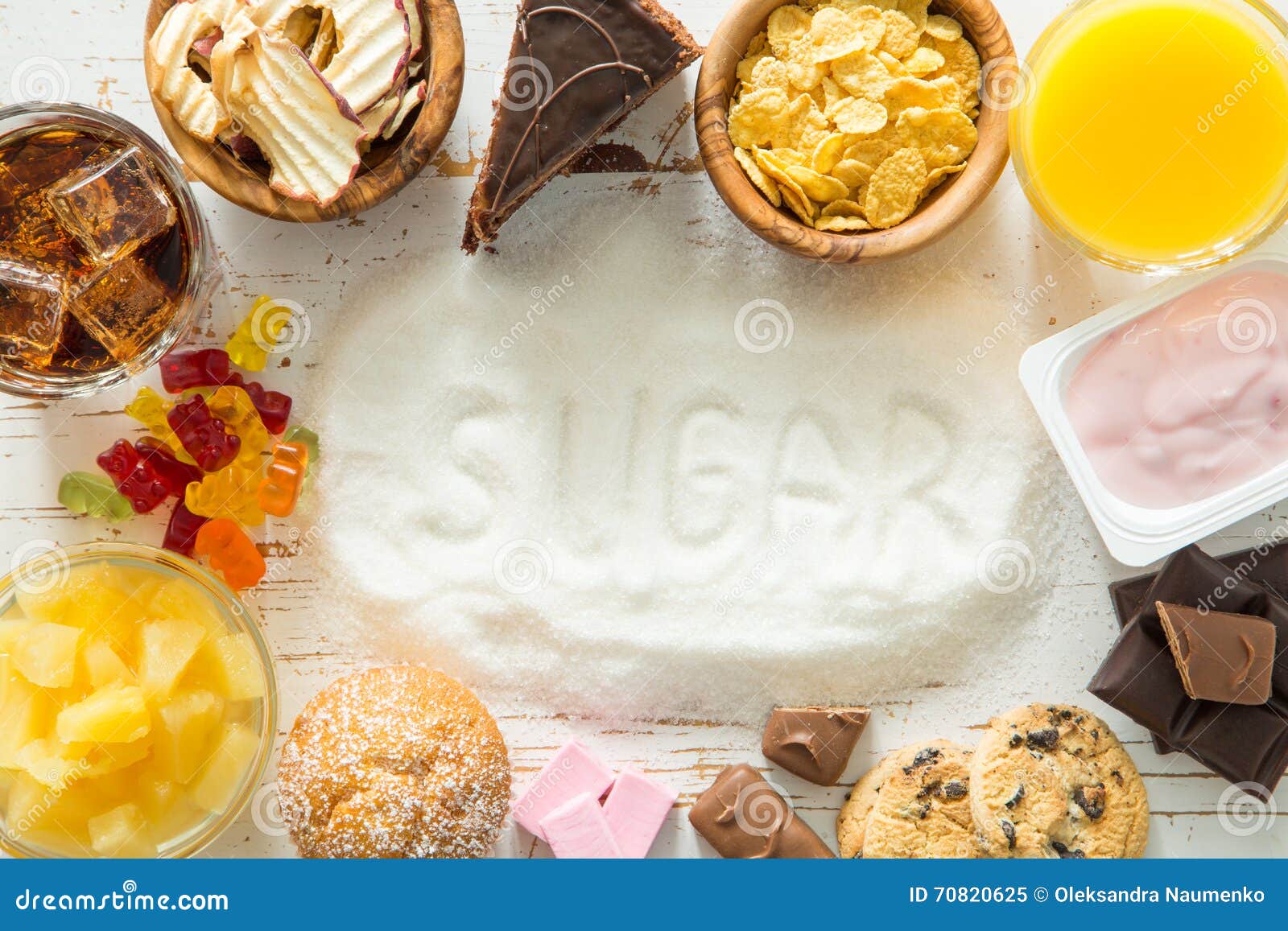 Selection of Food High in Sugar Stock Image - Image of bonbon, sugar ...
