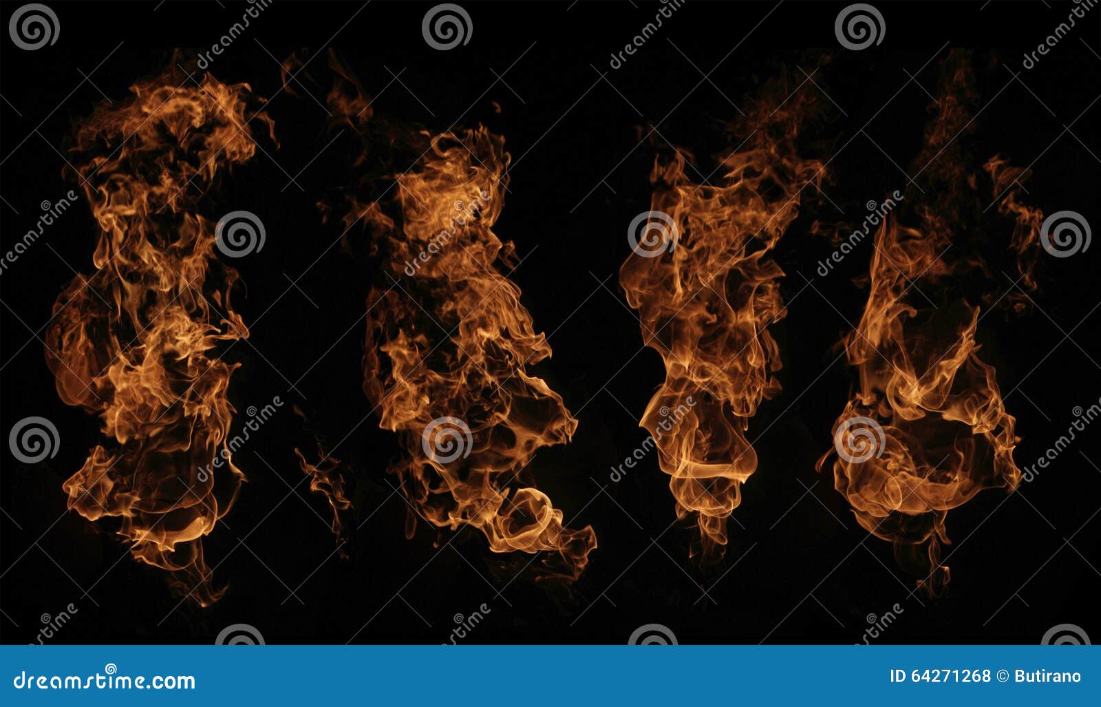 Selection of Four Fire Flames Stock Photo - Image of buring, detail ...