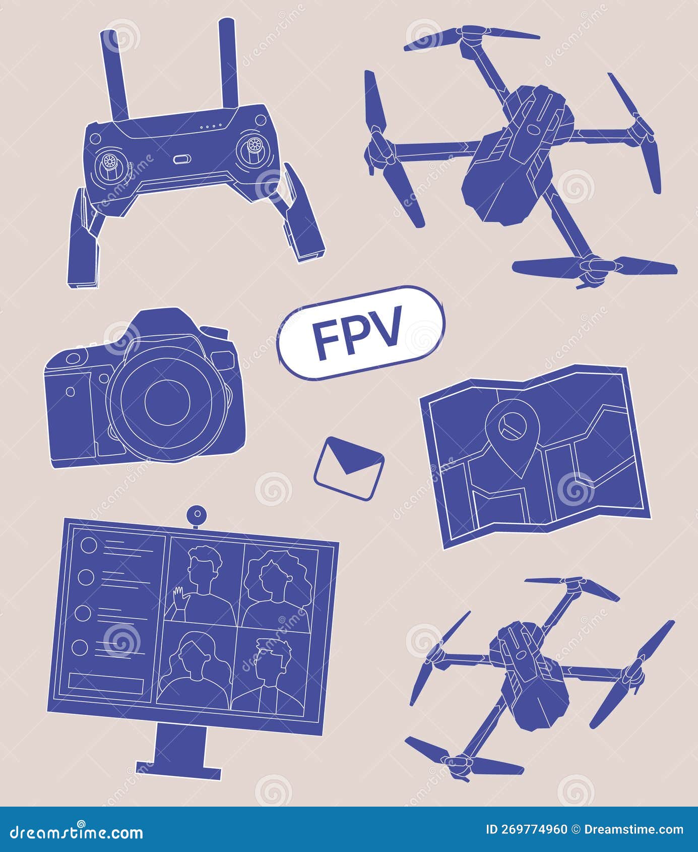 A Selection of Fpv Drone Stickers, a Quadrocopter Vector Collection ...