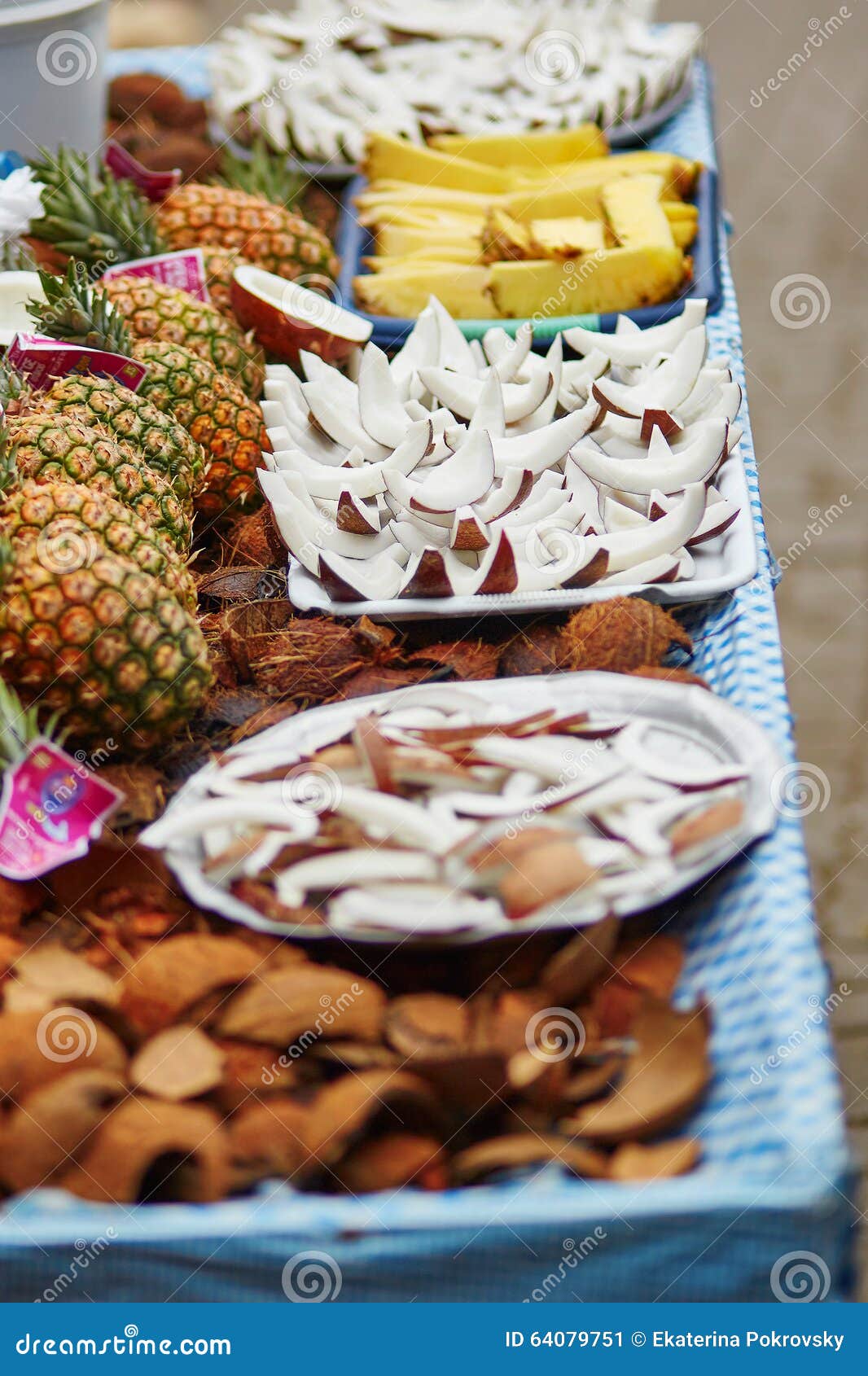 Selection of Fresh Coconut Snacks on a Traditional Moroccan Market ...
