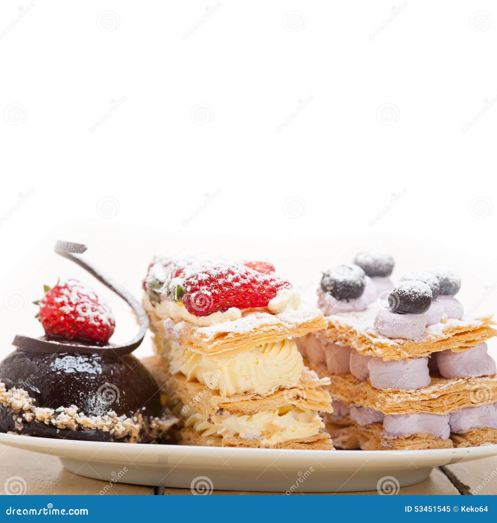 Selection of Fresh Cream Cake Dessert Plate Stock Image - Image of ...