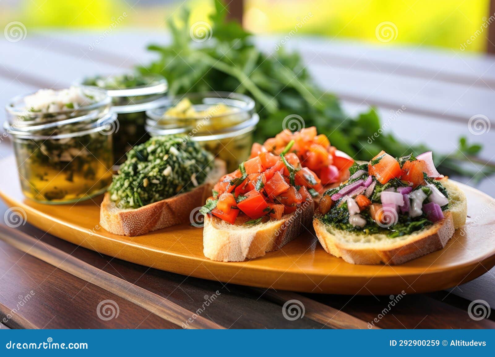 A Selection of Fresh Herb Bruschetta Served on a Clear Glass Platter ...