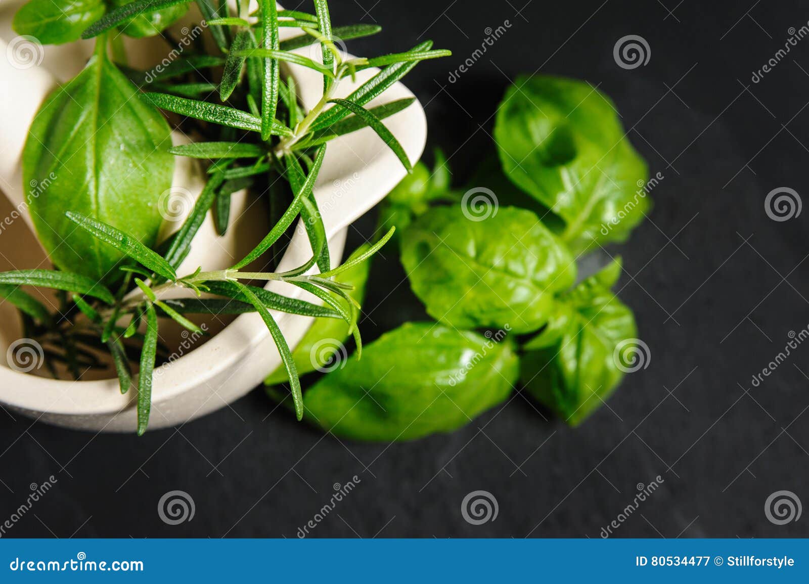 Selection of Fresh Herbs Top View Close Up Stock Image - Image of ...