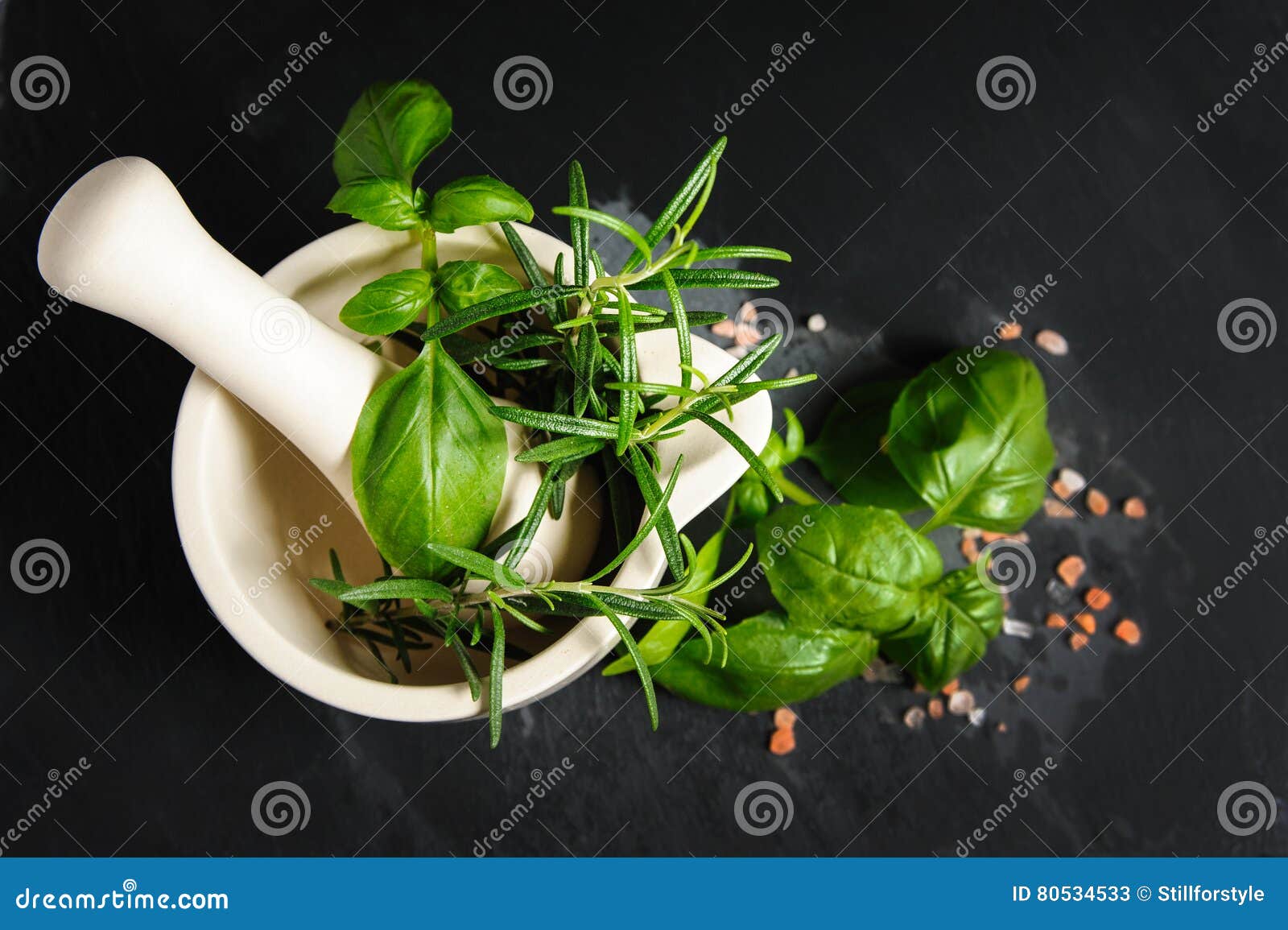 Selection of Fresh Herbs Top View Close Up Stock Image - Image of ...