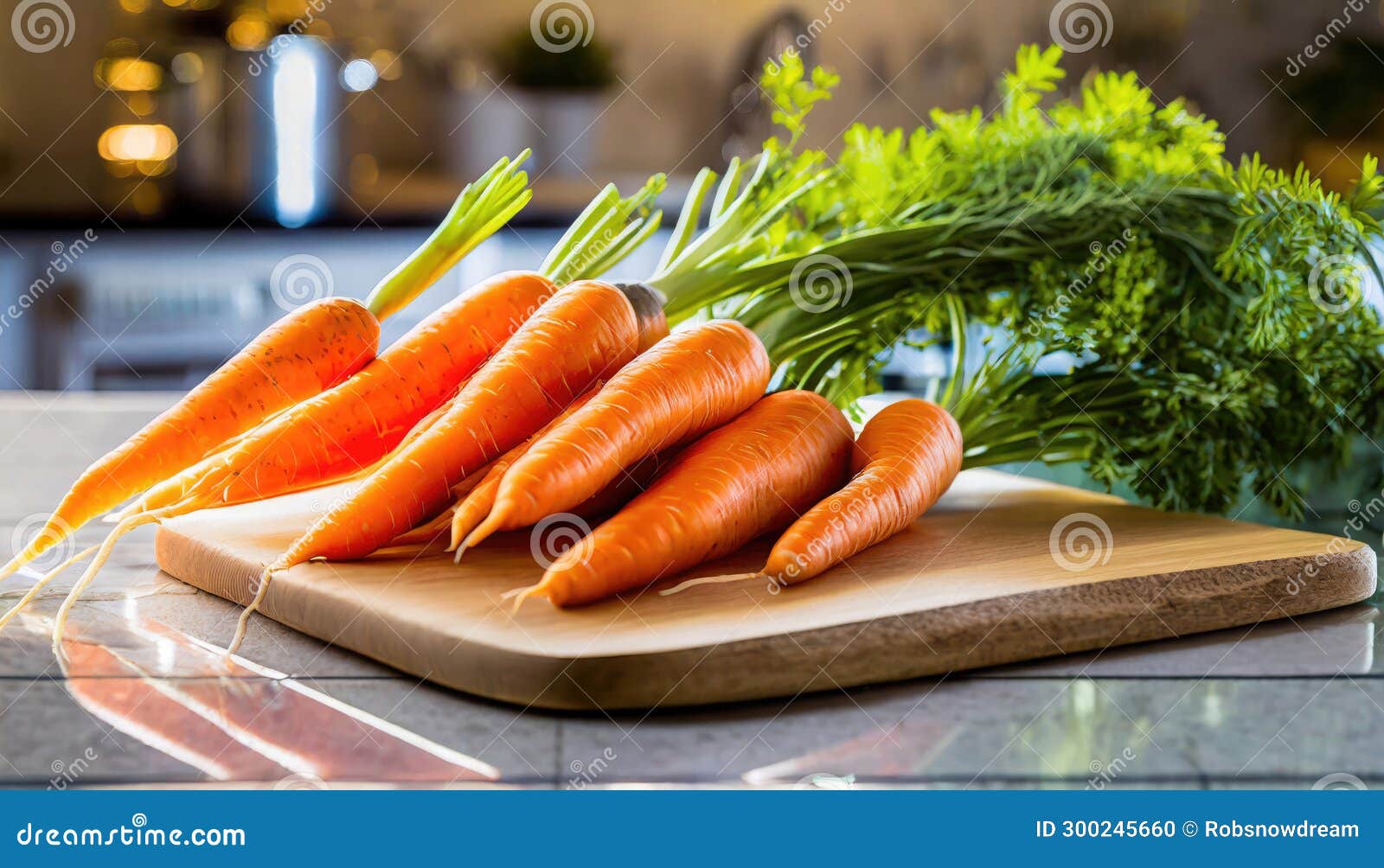 A Selection of Fresh Vegetable: Carrots, Sitting on a Chopping Board ...