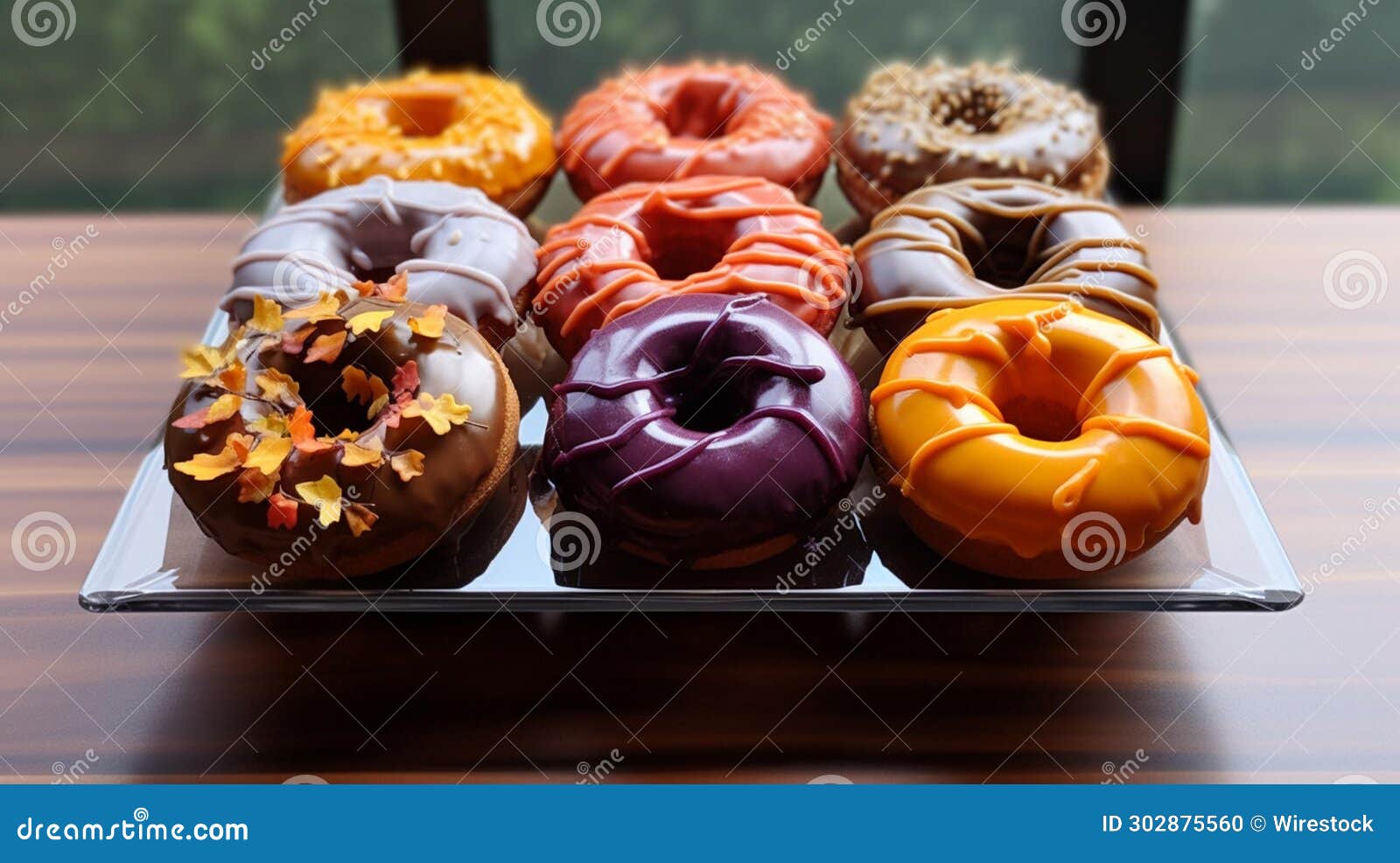 Selection of Freshly Baked Donuts on a Tray, AI-generated. Stock ...