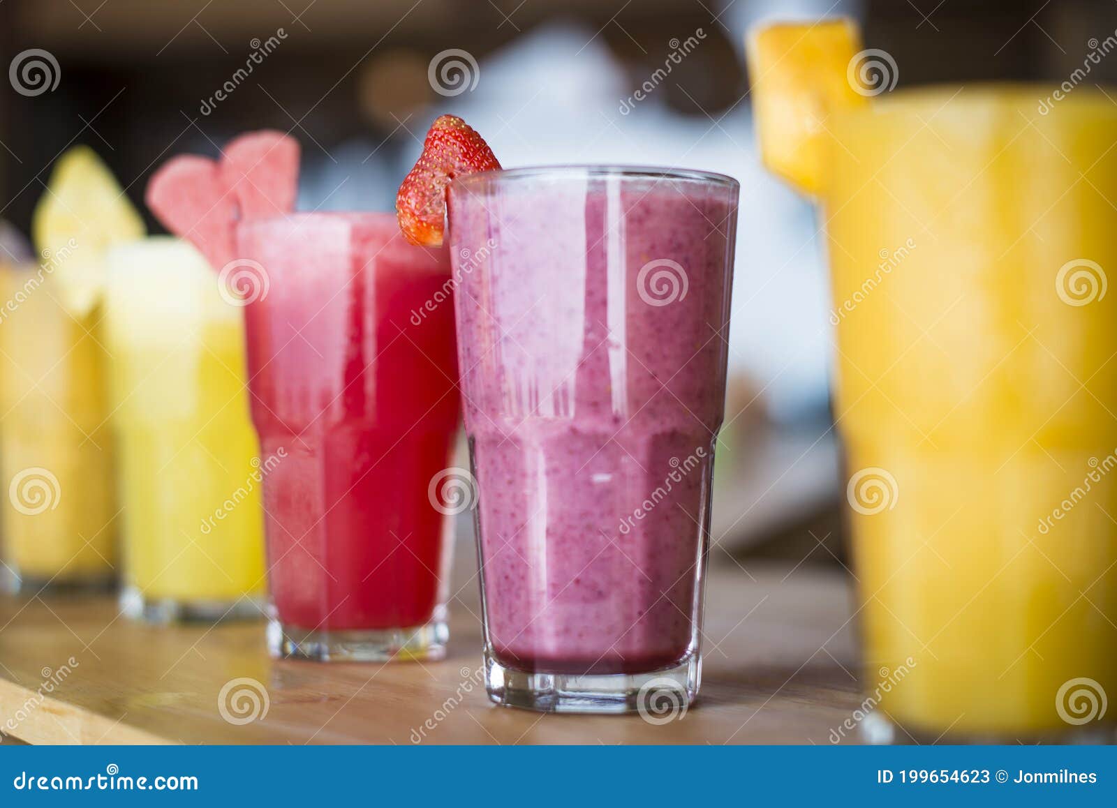A Selection of Fruit Shakes Displayed Together in Formation Stock Image ...