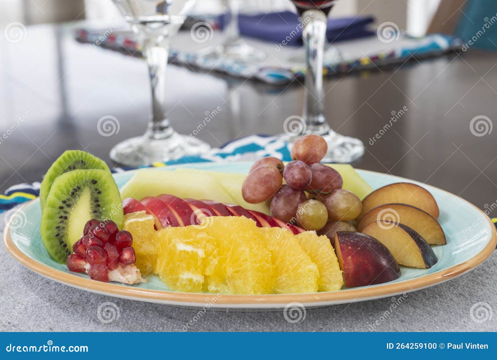 Selection of Fruits on a Plate in Restaurant Stock Photo - Image of ...