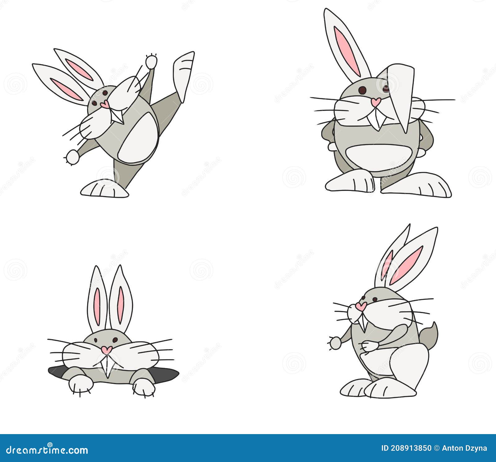 A Selection of Funny Hares in Different Situations Stock Vector ...