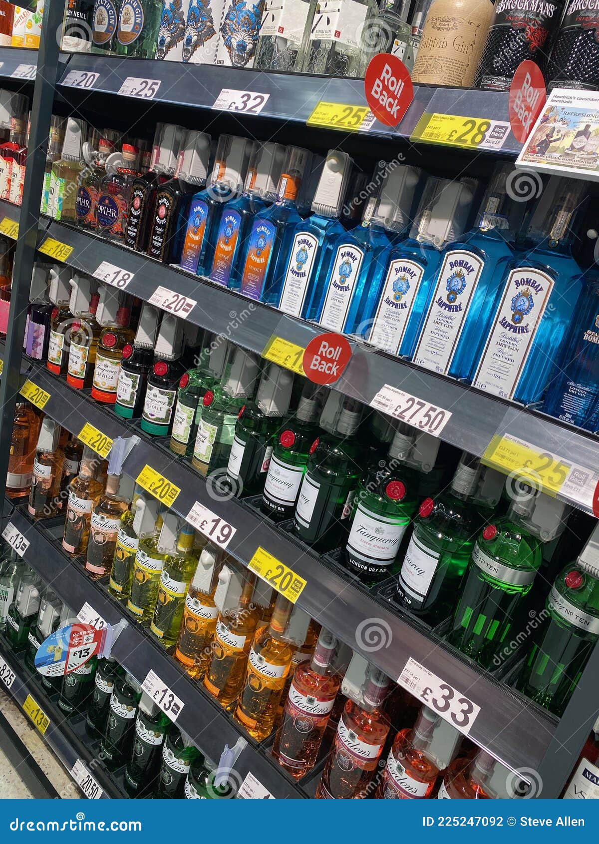 Selection of Gin for sale editorial photography. Image of spirits ...