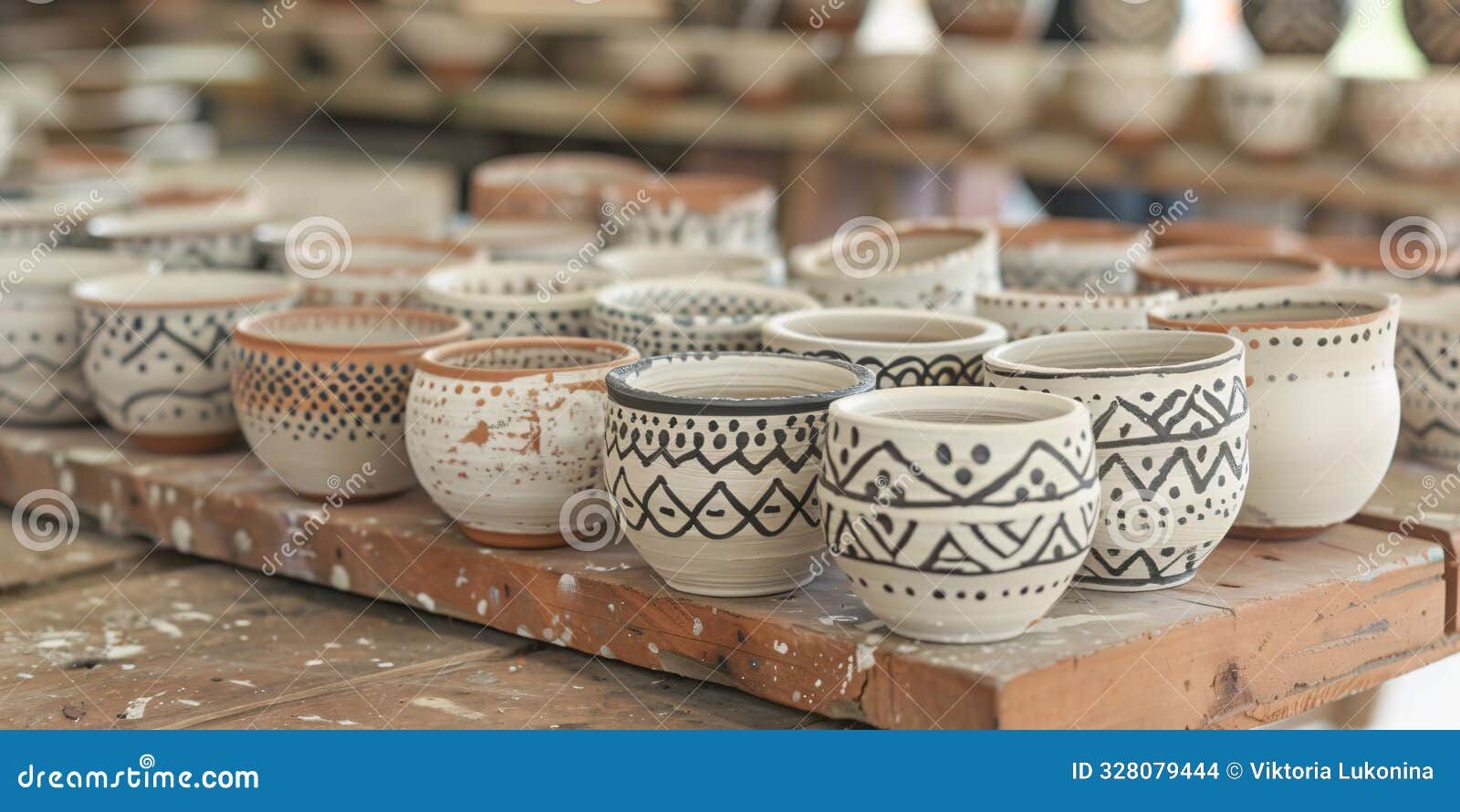 Handcrafted Pottery Collection on Display Stock Photo - Image of ...