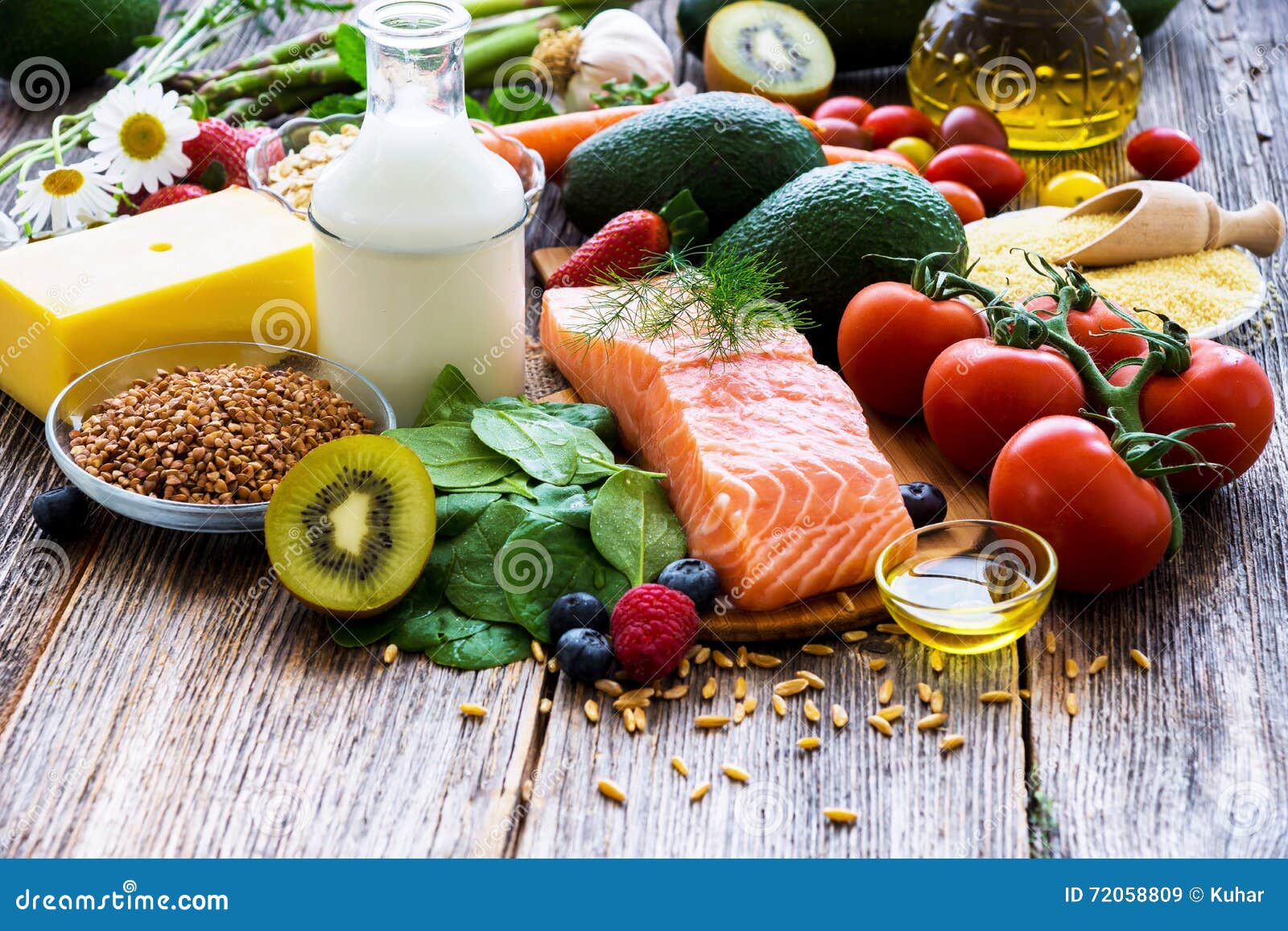 Selection of healthy food stock image. Image of oatmeal - 72058809