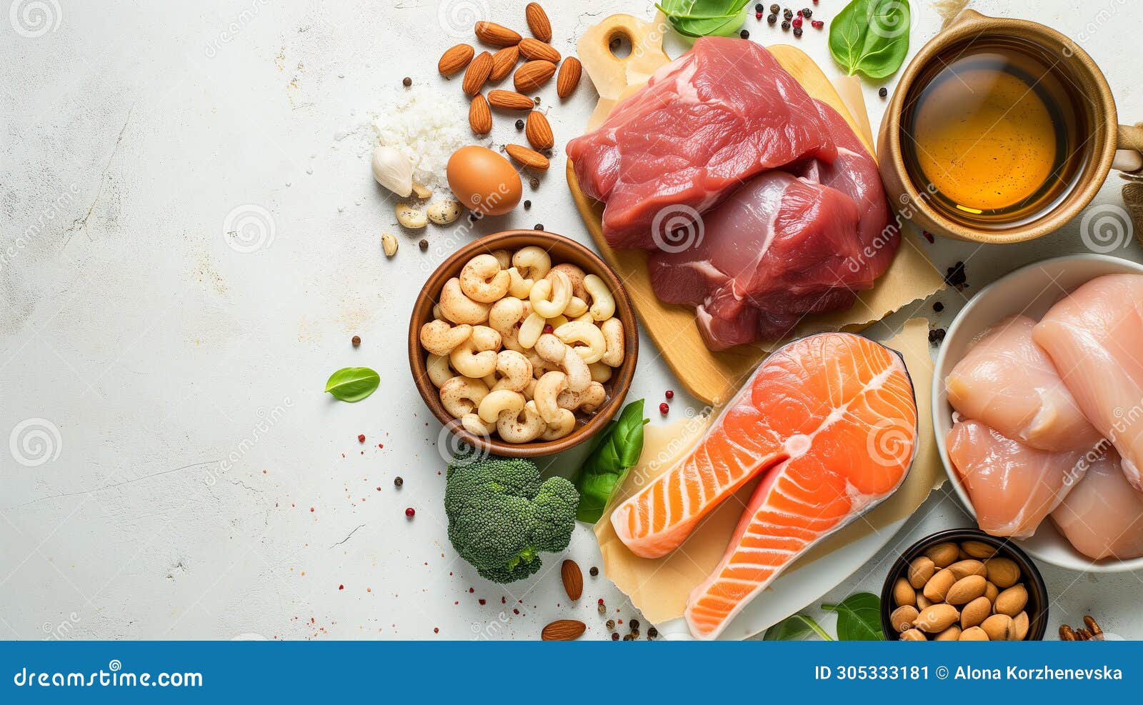 Selection of Healthy Protein Sources. Top View, Copy Space. Stock ...