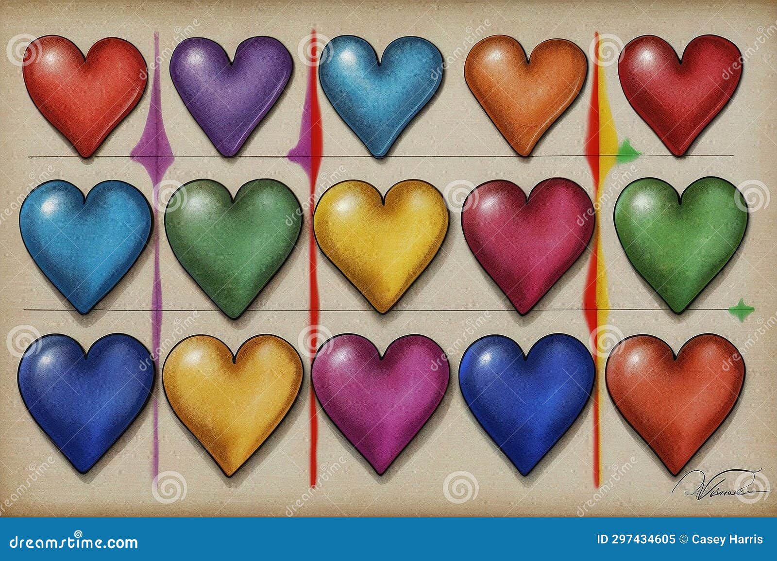 Coloured Hearts stock illustration. Illustration of glass - 297434605