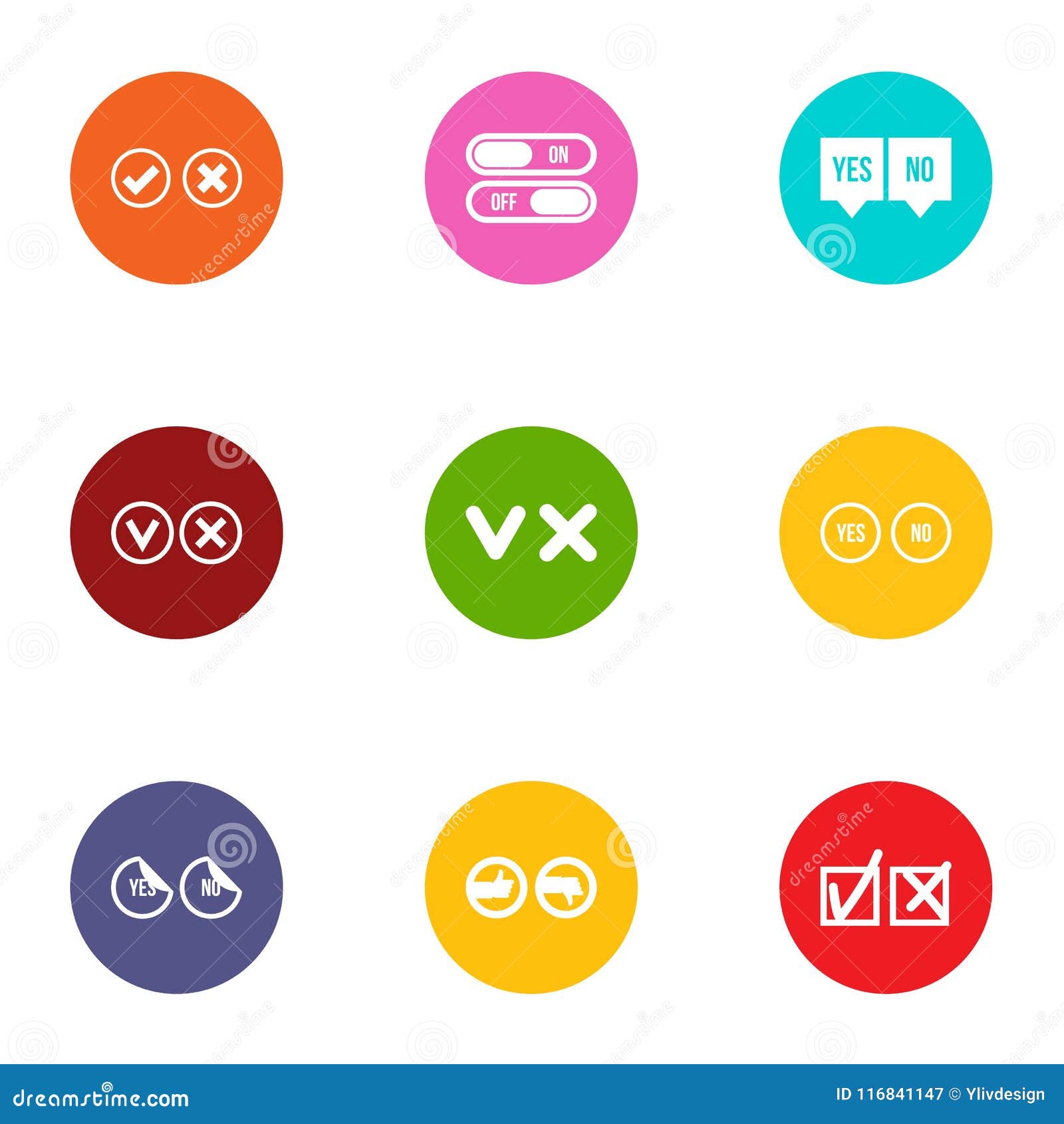 Selection Icons Set, Flat Style Stock Vector - Illustration of mark ...