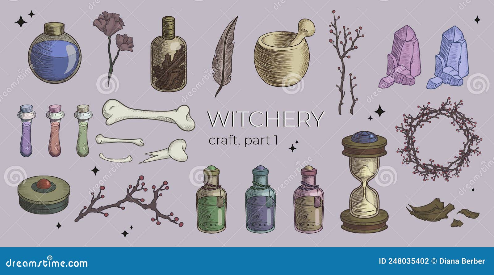 Selection of Illustrations of Witchery Crafts. Stock Illustration ...