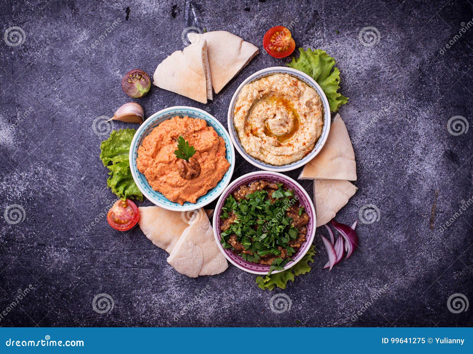 Selection of Middle Eastern or Arabic Appetizers Stock Image - Image of ...