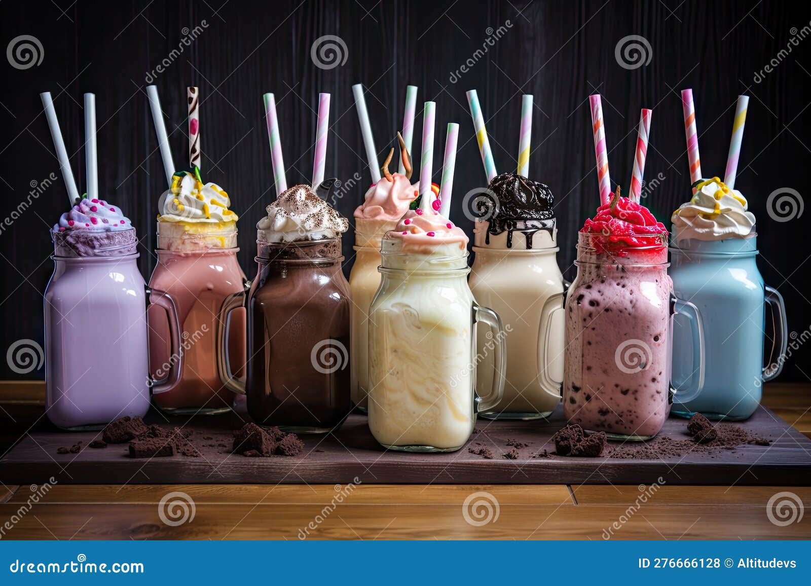 A Selection of Milkshakes, Each One Unique and Different in Its Own Way ...