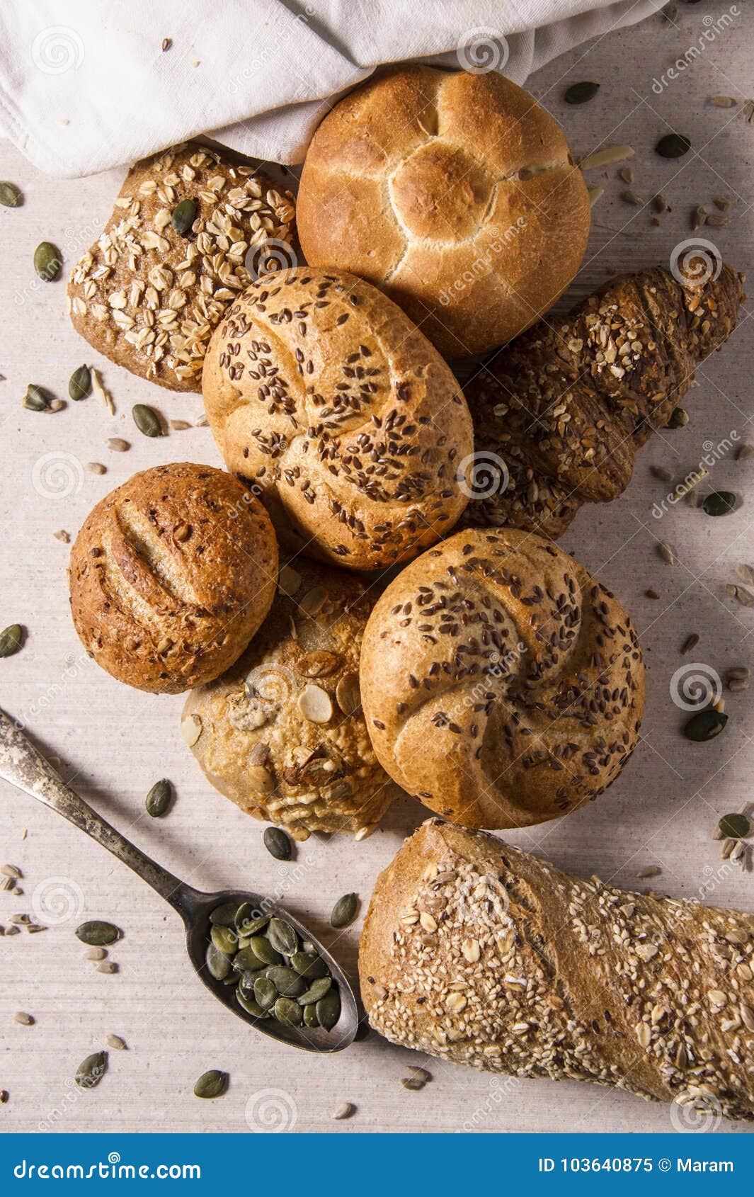 Selection of Mixed Bread Rolls or Buns Stock Image - Image of lunch ...